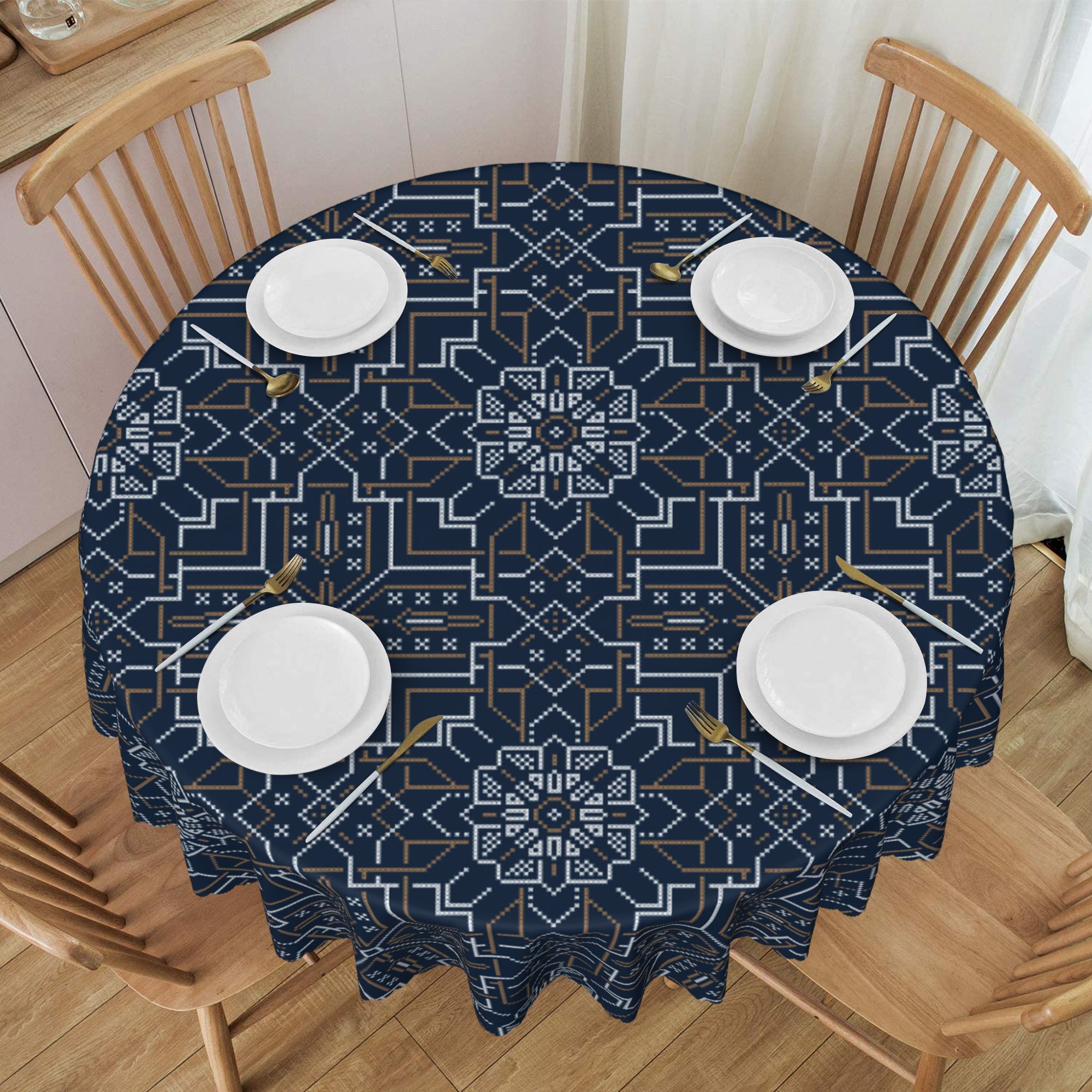 Tablecloth Ethnic Pattern Table Cloth For Circular Tables Waterproof ...
