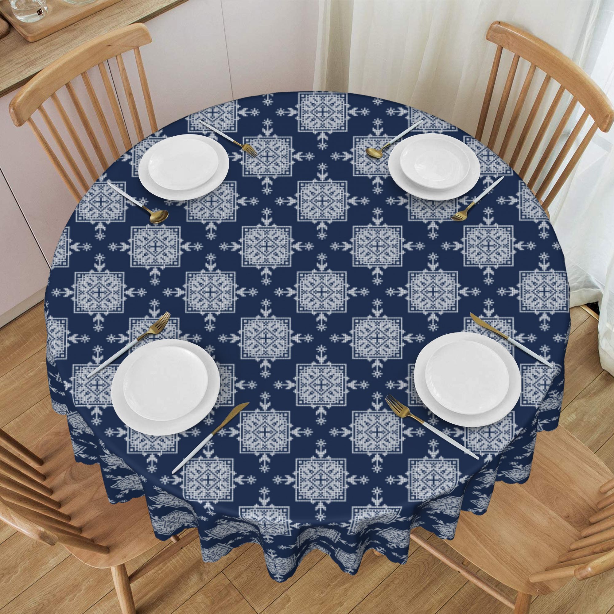 Tablecloth Ethnic Pattern Table Cloth For Circular Tables Waterproof ...
