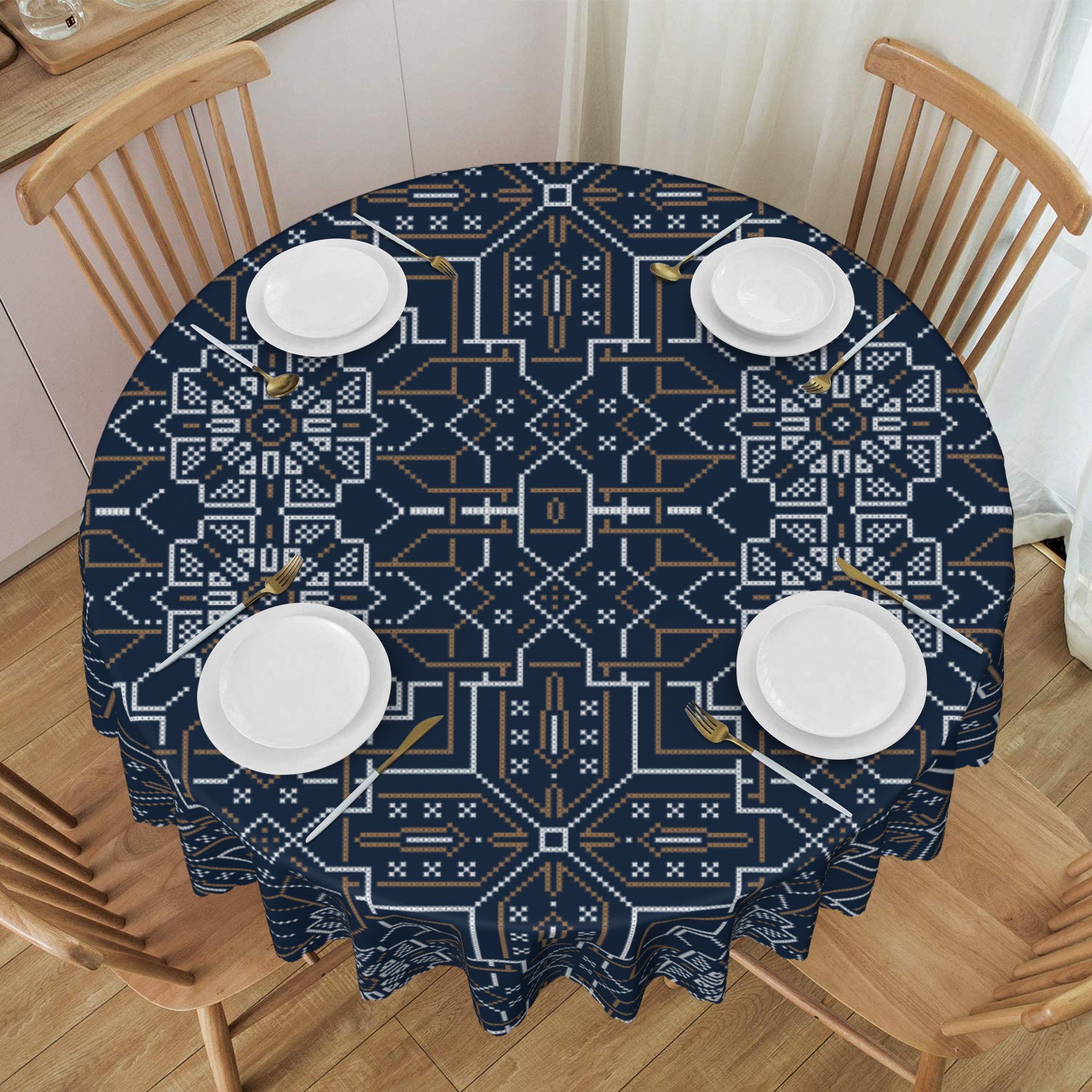 Tablecloth Ethnic Pattern Table Cloth For Circular Tables Waterproof ...