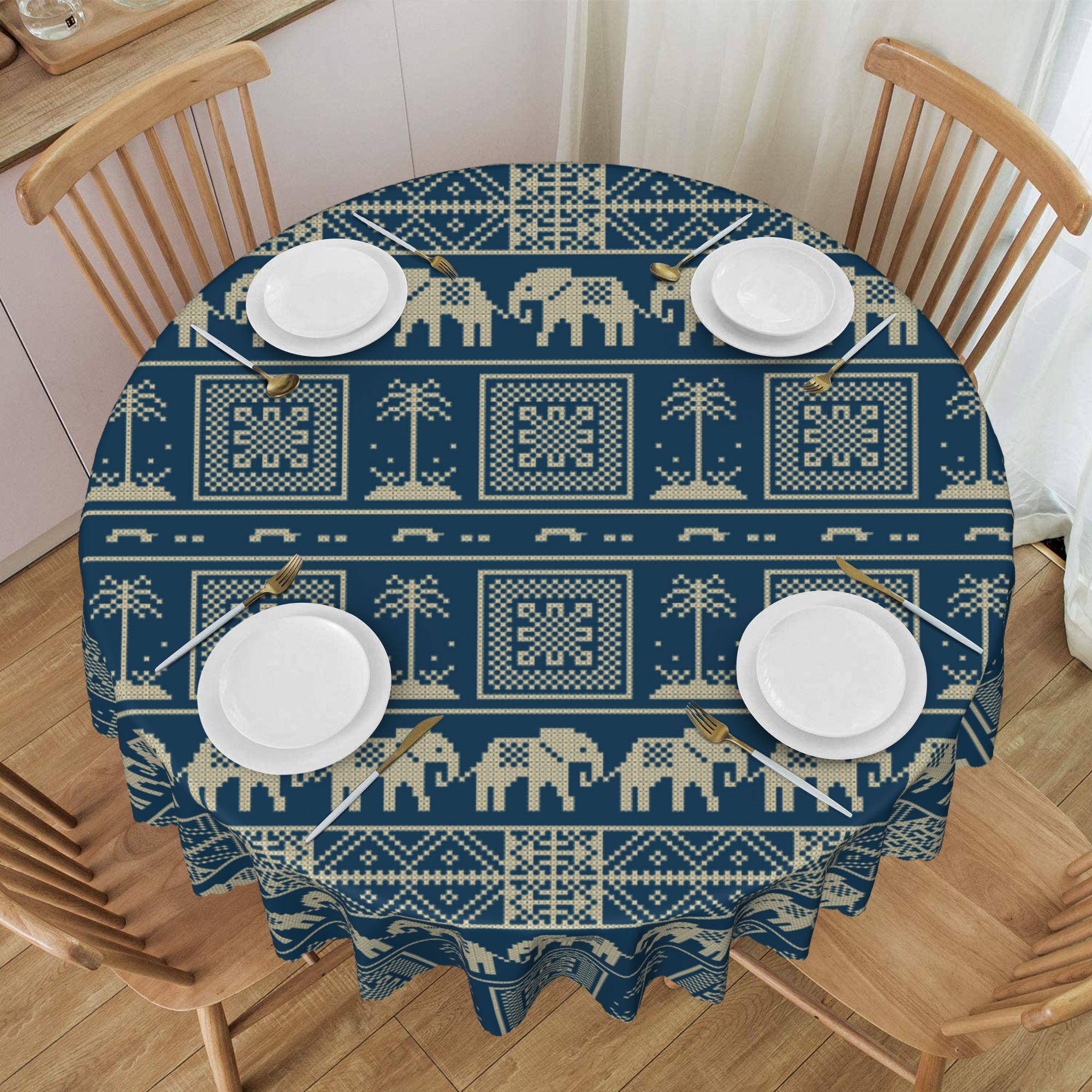 Tablecloth Ethnic Pattern Table Cloth For Circular Tables Waterproof ...