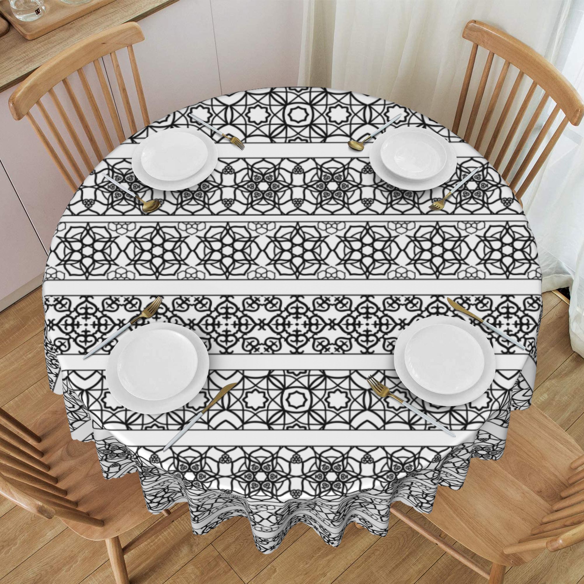 Tablecloth European Floral Border Pattern Table Cloth For Circular ...
