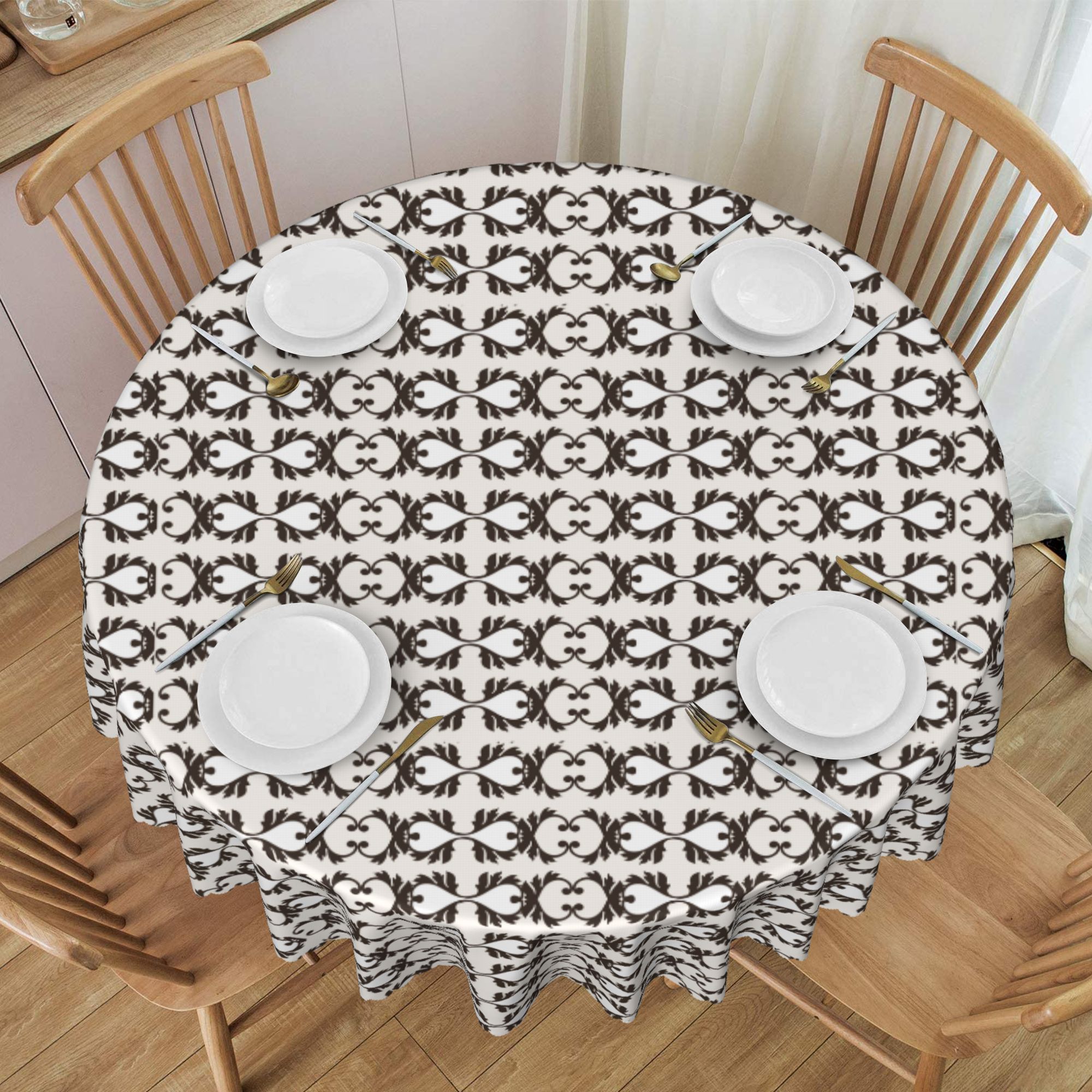 Tablecloth European Floral Border Pattern Table Cloth For Circular ...