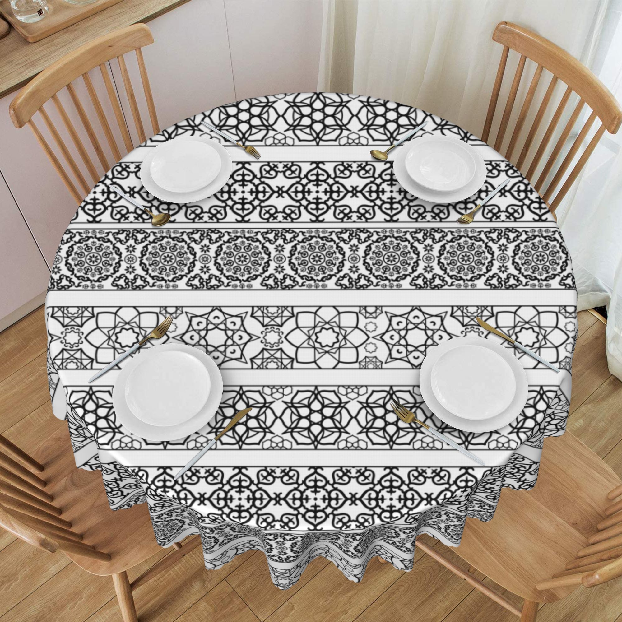 Tablecloth European Floral Border Pattern Table Cloth For Circular ...