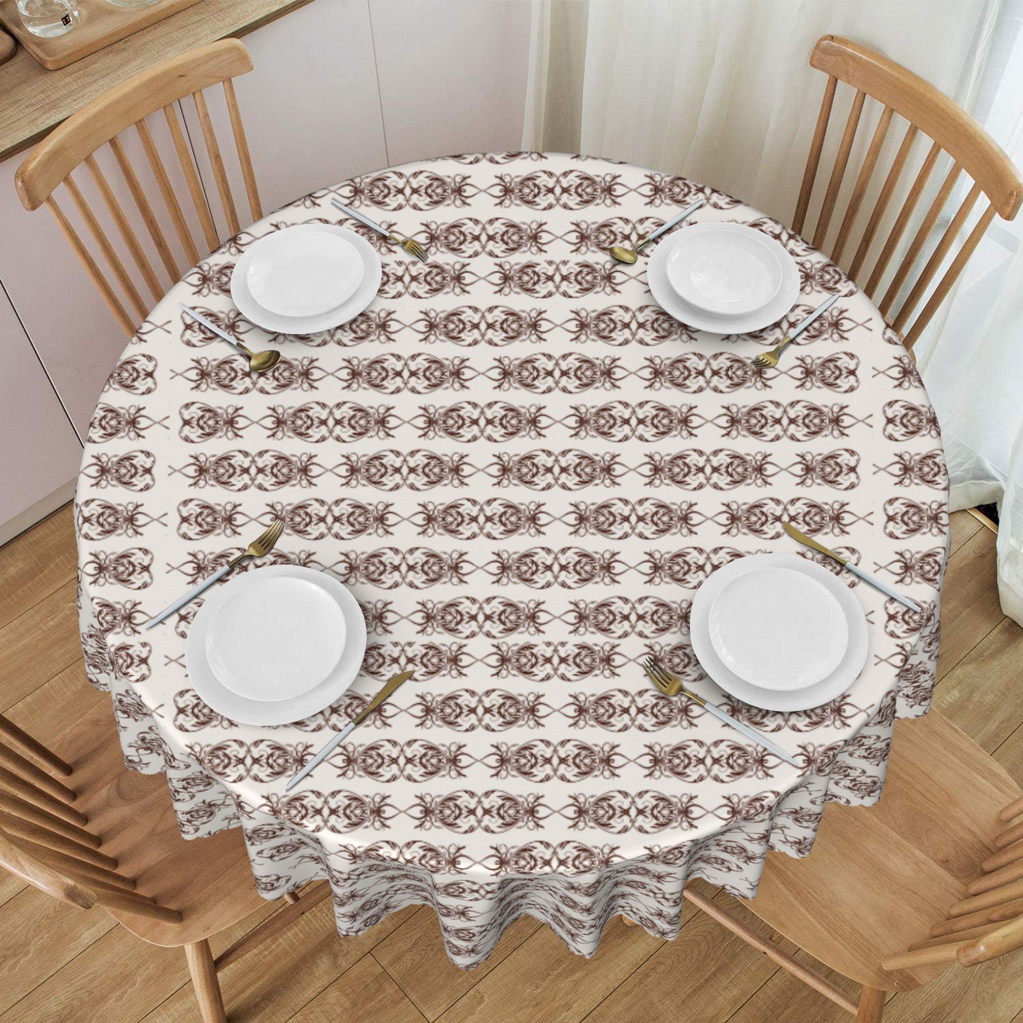 Tablecloth European Floral Border Pattern Table Cloth For Circular ...