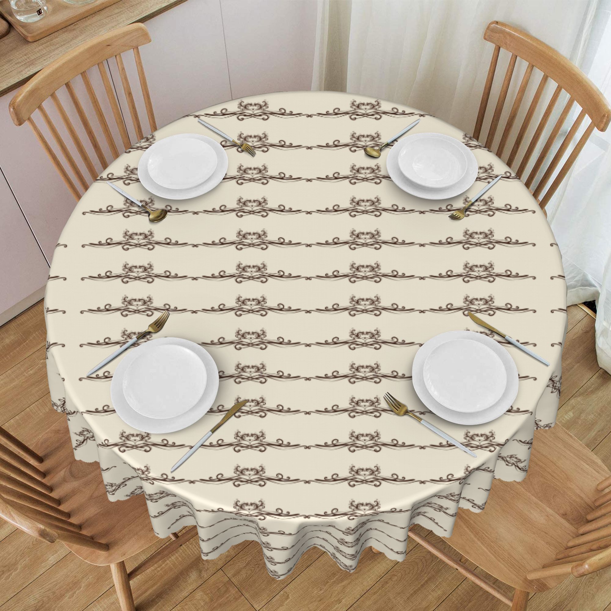 Tablecloth European Floral Border Pattern Table Cloth For Circular ...