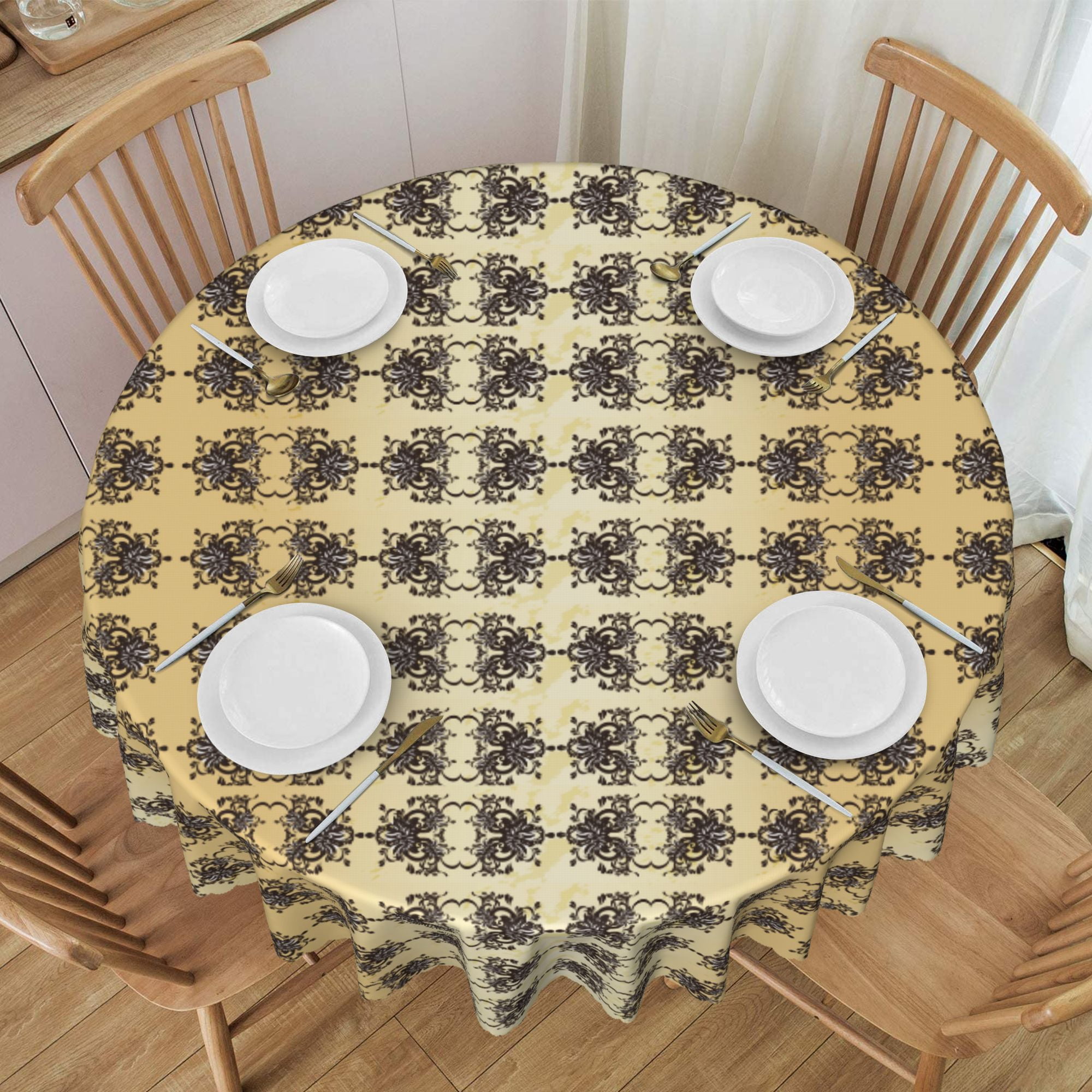 Tablecloth European Floral Border Pattern Table Cloth For Circular ...