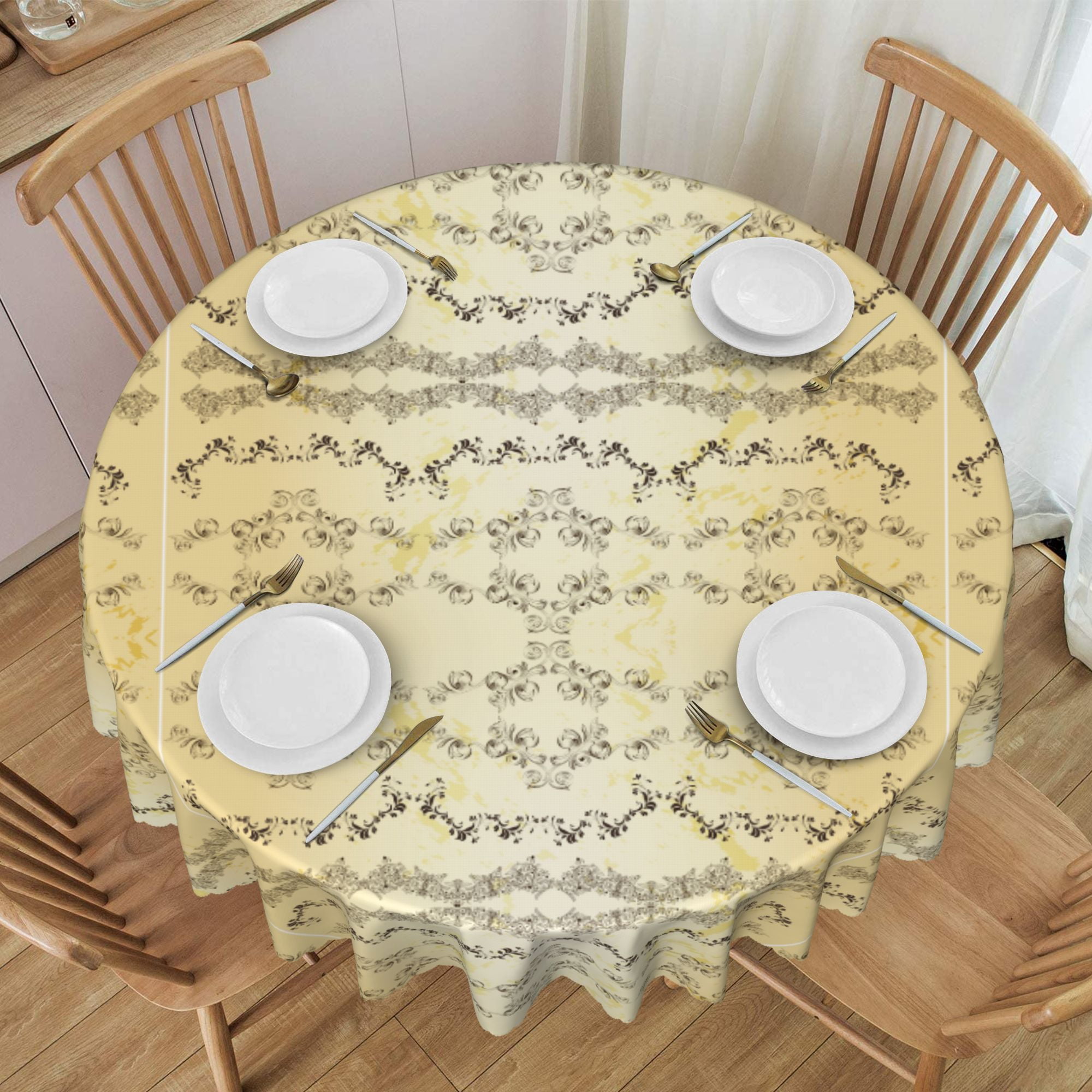 Tablecloth European Floral Border Pattern Table Cloth For Circular ...