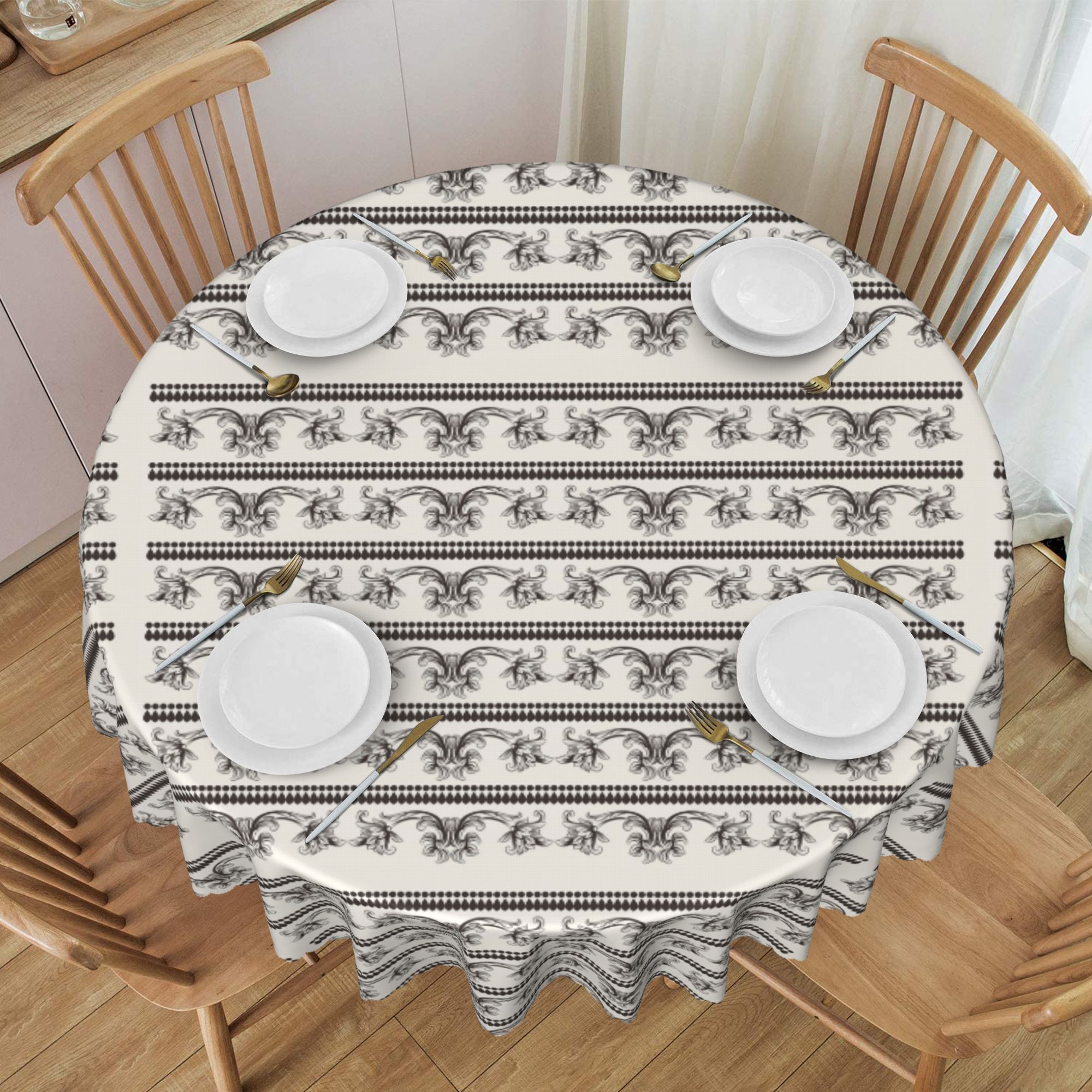 Tablecloth European Floral Border Pattern Table Cloth For Circular ...