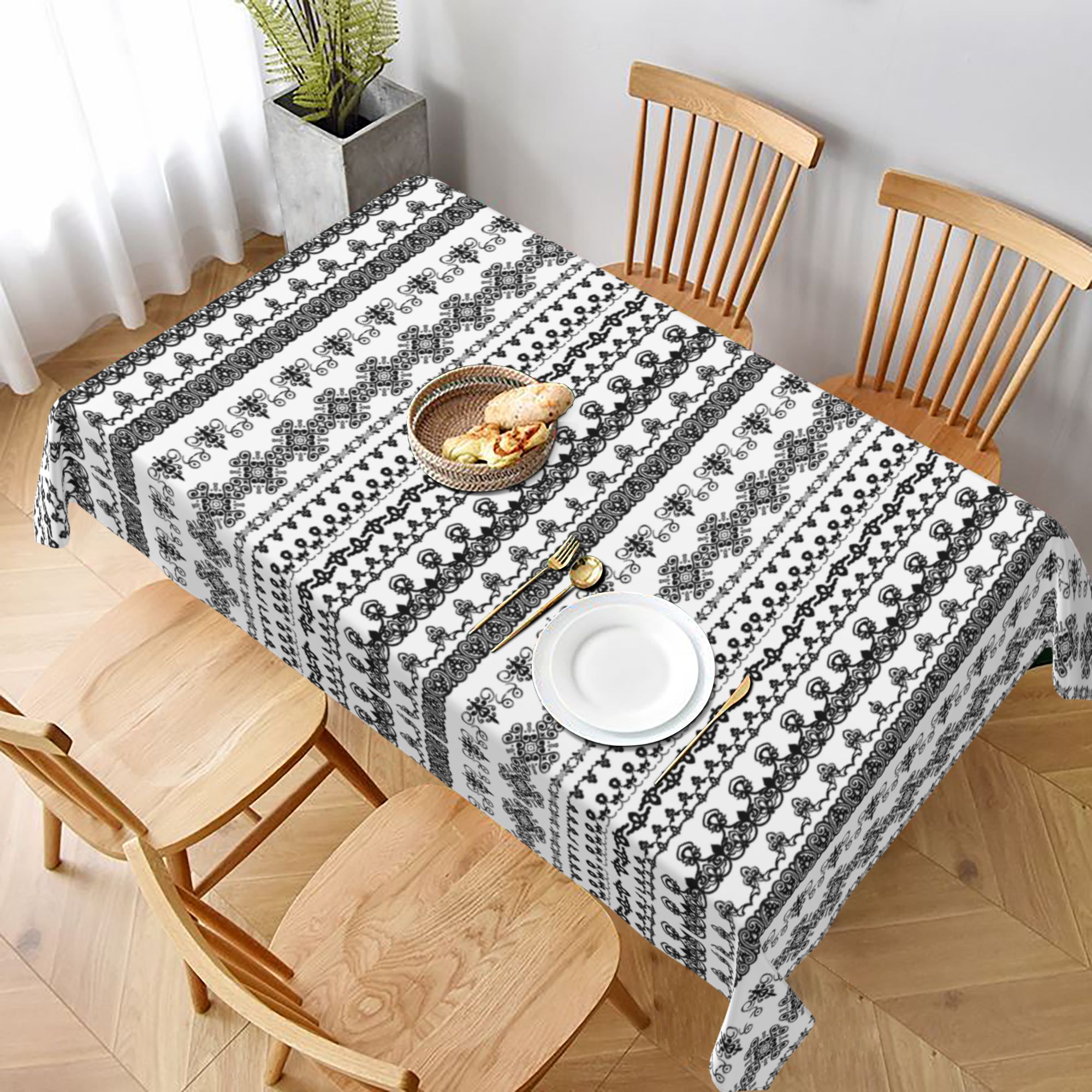 Tablecloth European Floral Border Pattern Table Cloth For Rectangle ...