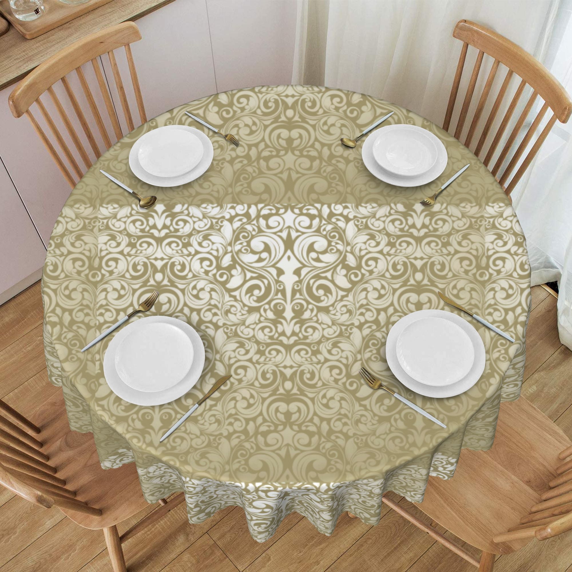 Tablecloth European Flower Background Table Cloth For Circular Tables ...