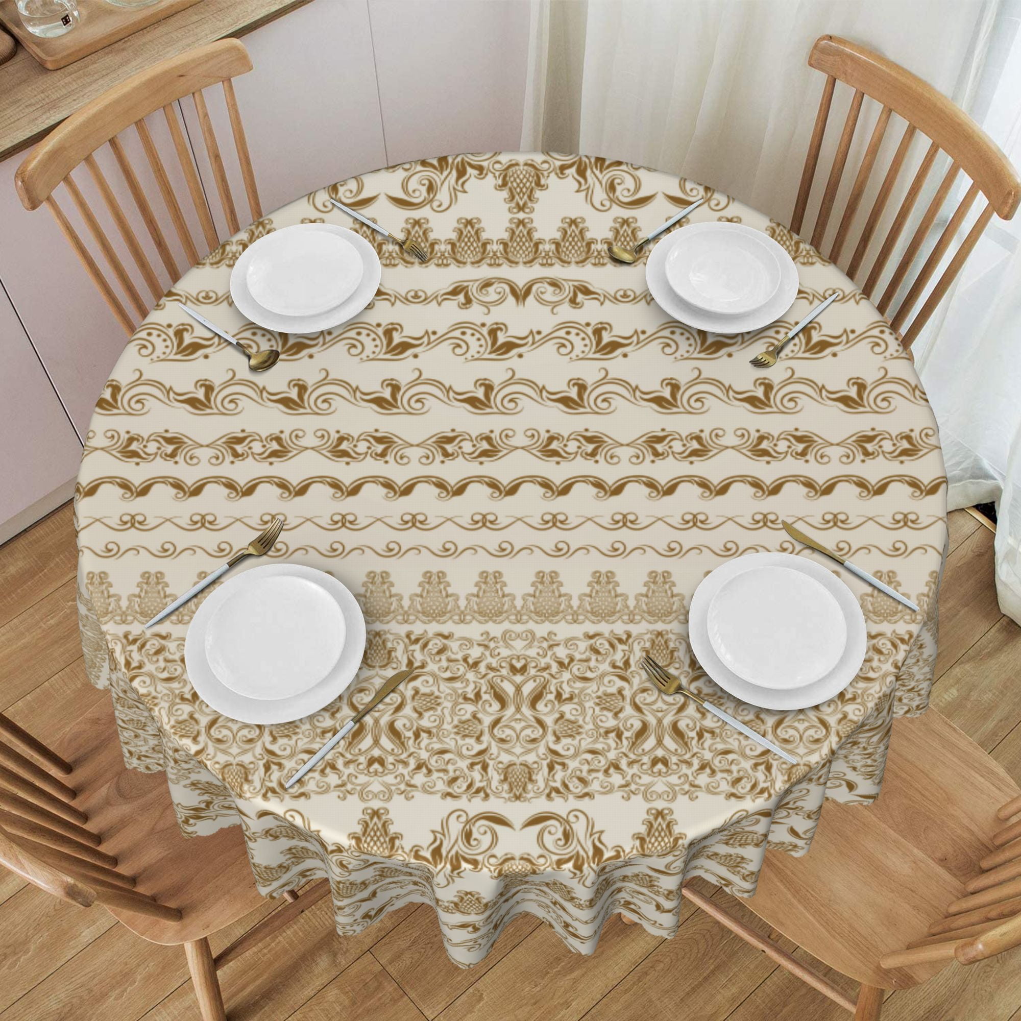 Tablecloth European Flower Background Table Cloth For Circular Tables ...