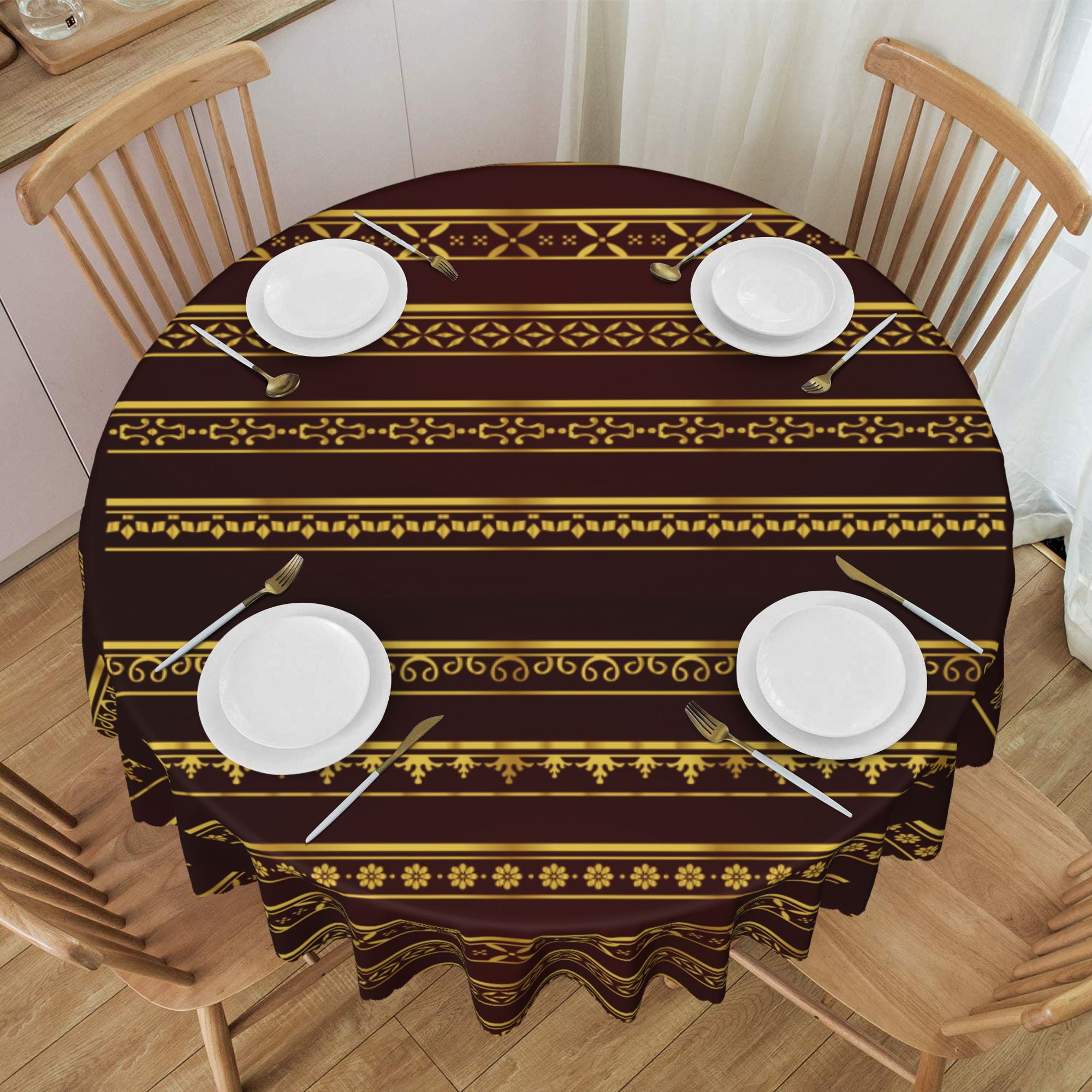Tablecloth European Golden Lace Background Table Cloth For Circular ...