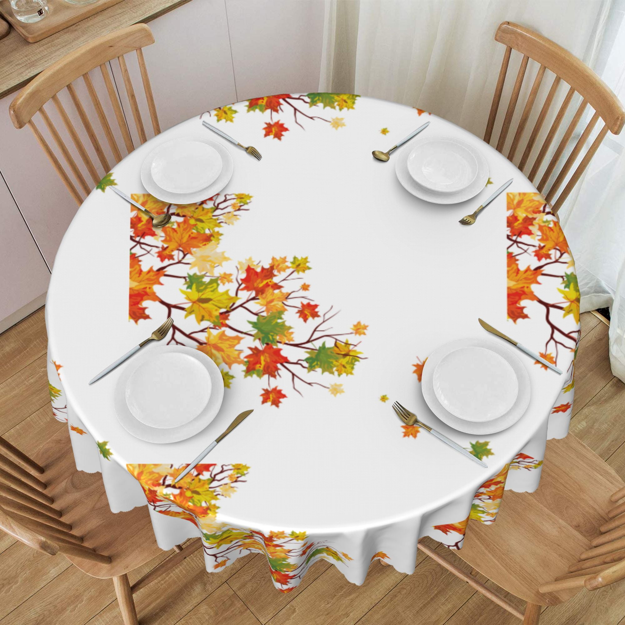 Tablecloth Fall Foliage Maple Leaf Table Cloth For Circular Tables ...