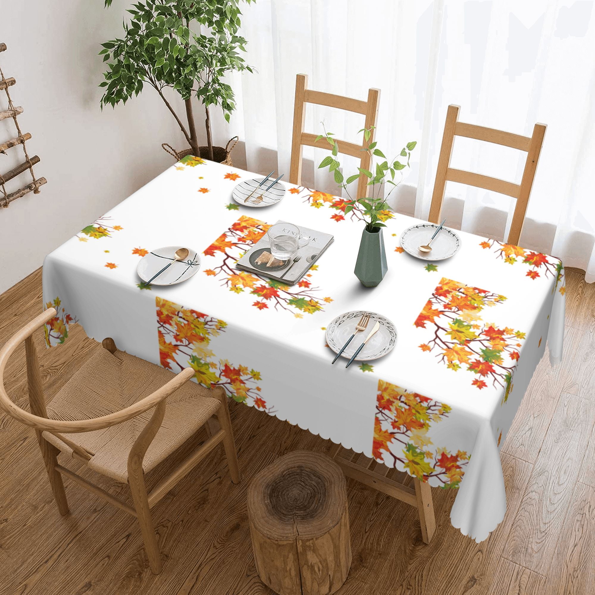 Tablecloth Fall Foliage Maple Leaf Table Cloth For Rectangle Tables ...