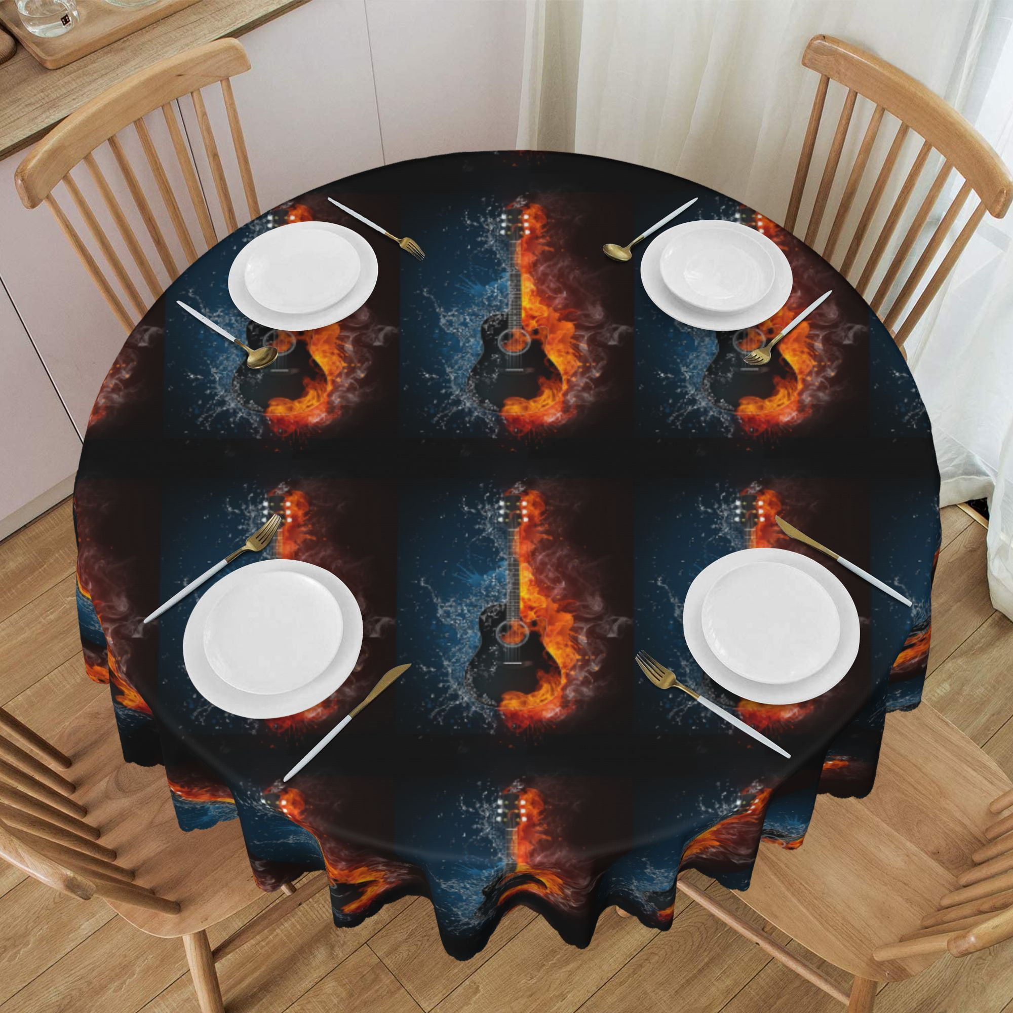 Tablecloth Fire And Ice Guitar Table Cloth For Circular Tables ...