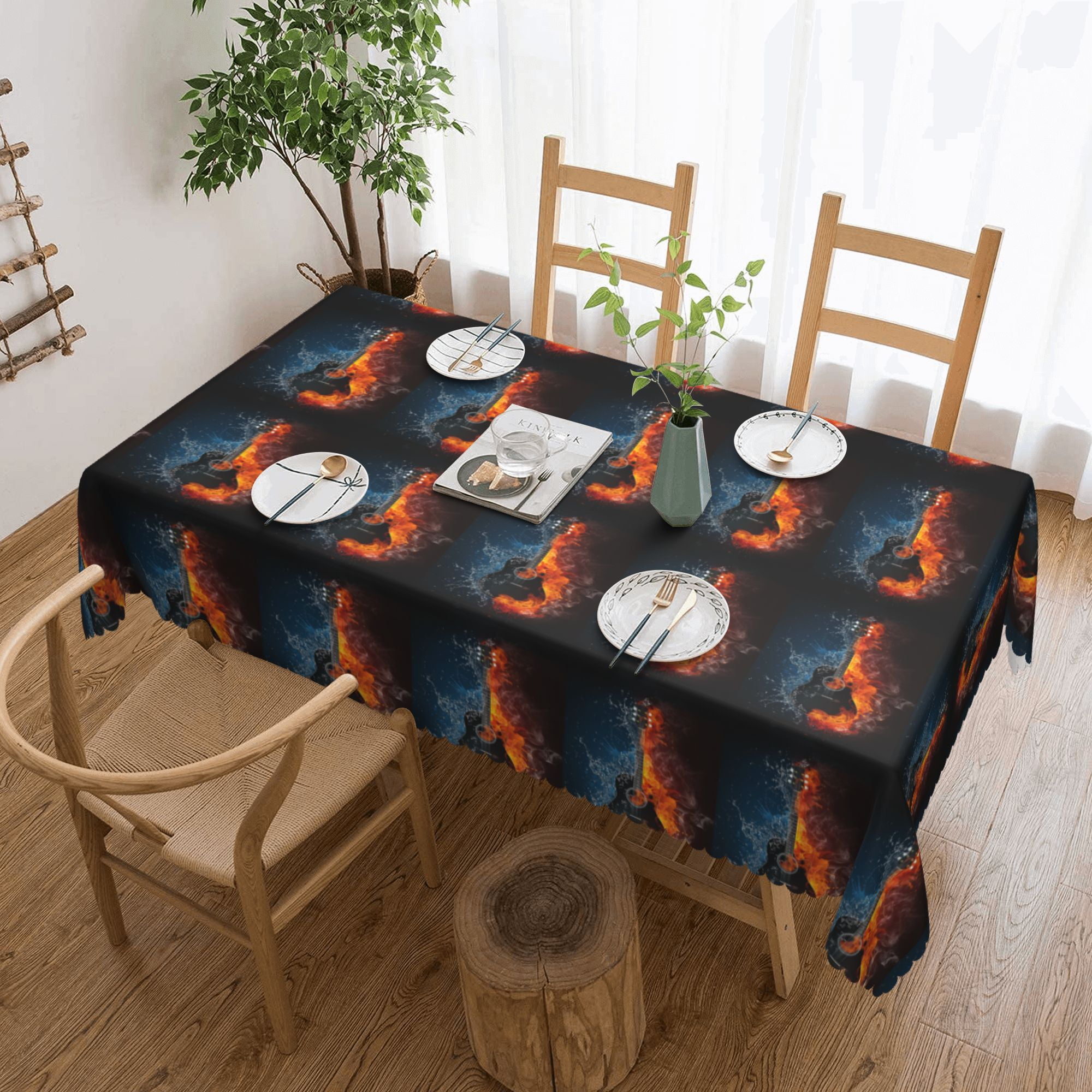 Tablecloth Fire And Ice Guitar Table Cloth For Rectangle Tables ...