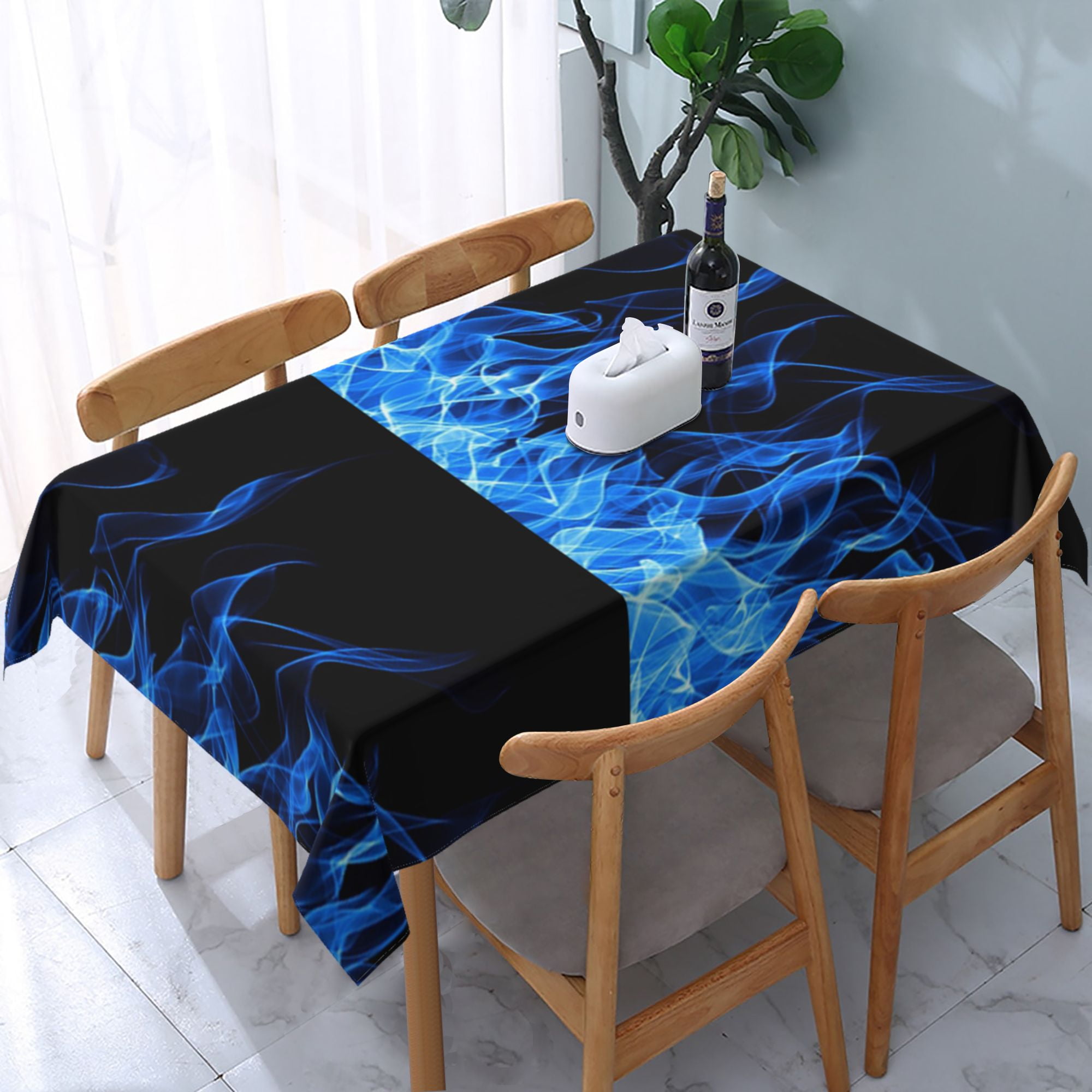 Tablecloth Fire Blue Flame Table Cloth For Rectangle Tables Waterproof ...