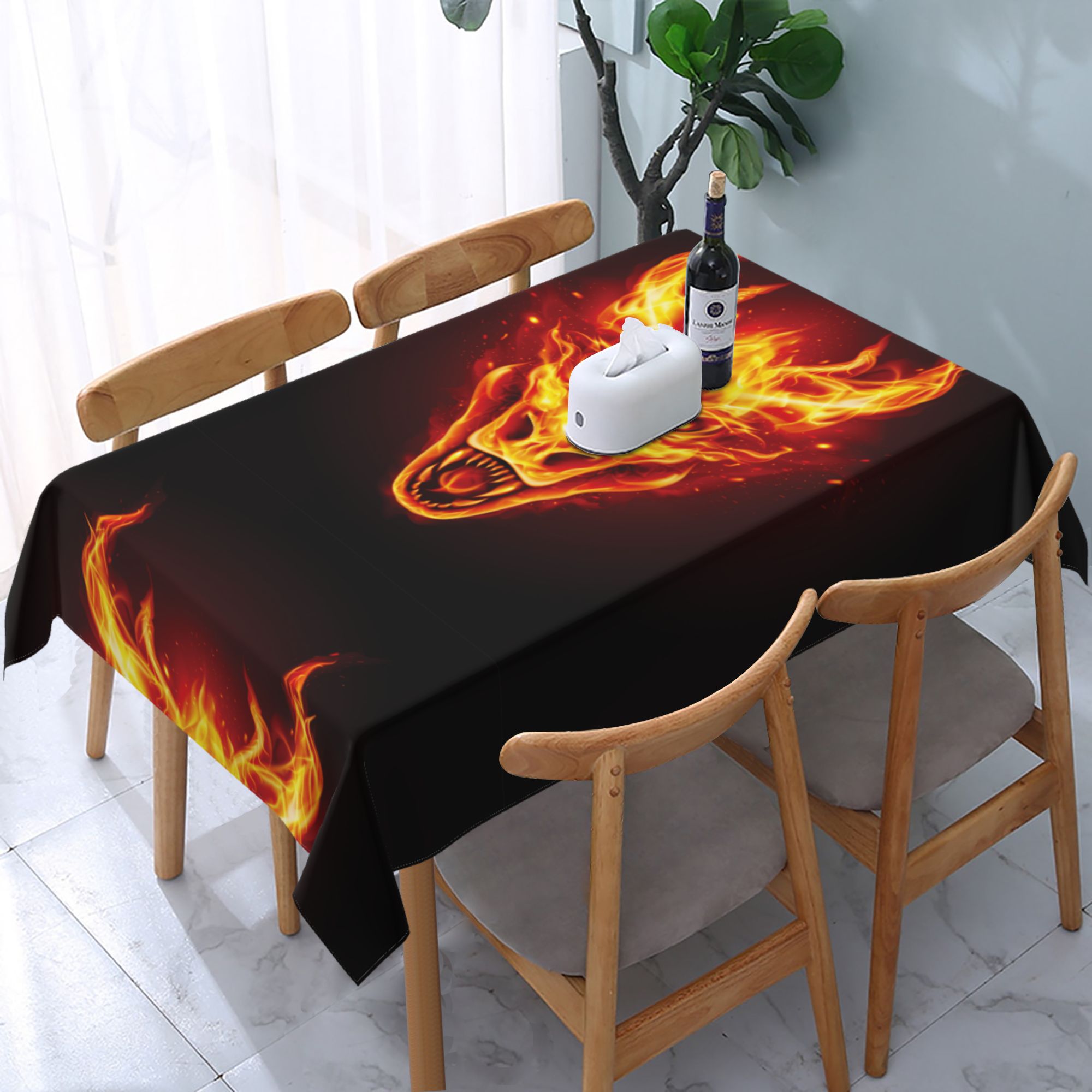 Tablecloth Fire Dragon Table Cloth For Rectangle Tables Waterproof ...