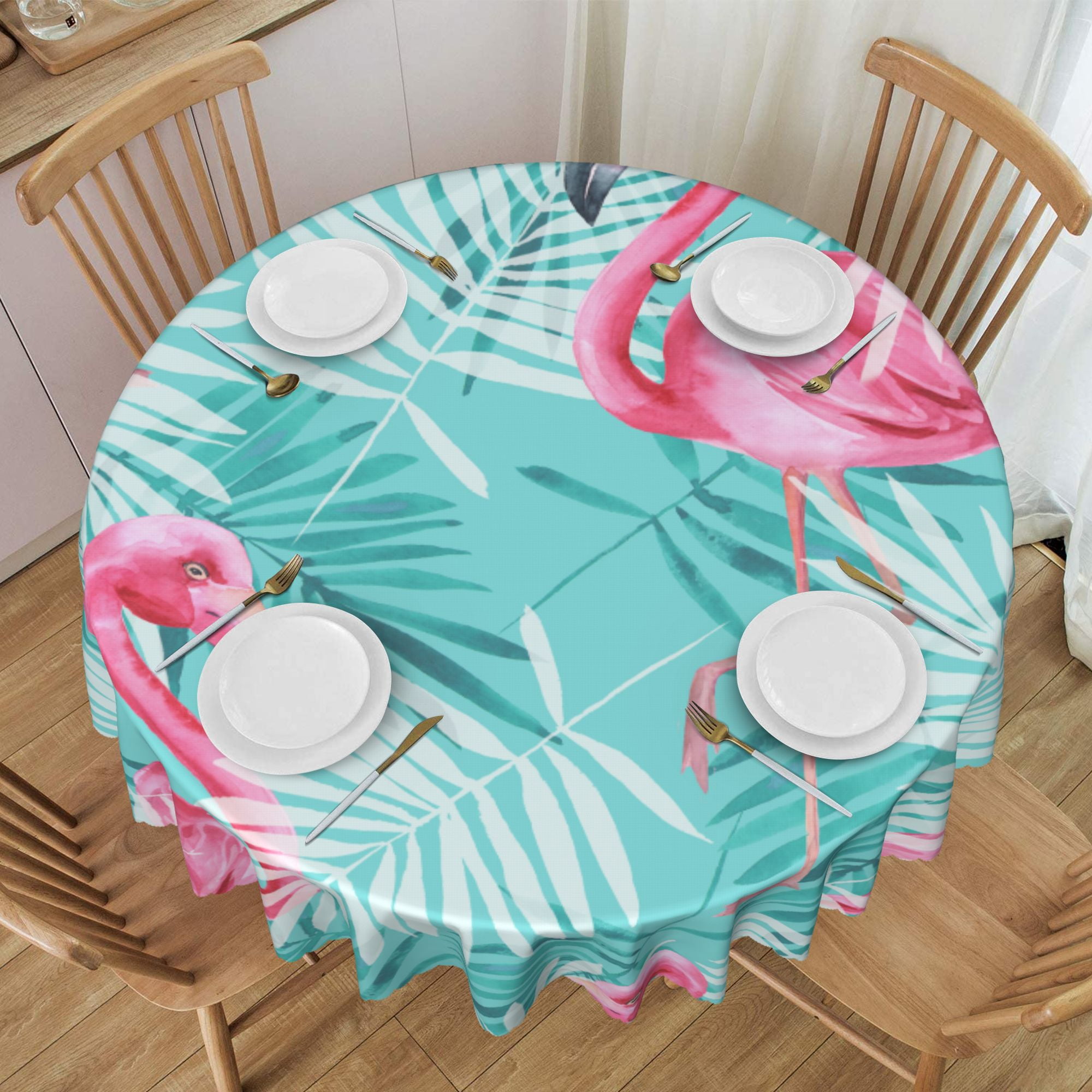 Tablecloth Flamingo Table Cloth For Circular Tables Waterproof Resistant Picnic Table Covers For ...