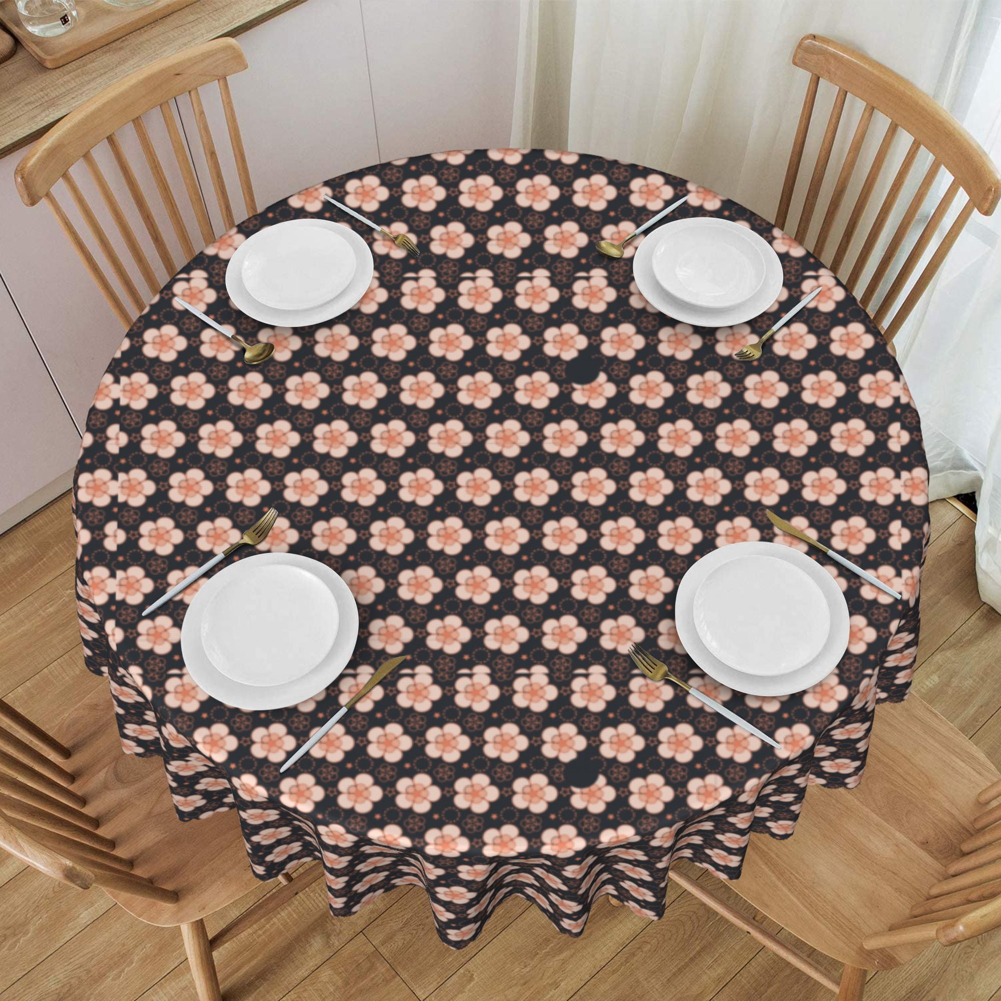 Tablecloth Flowers Background Pattern Table Cloth For Circular Tables ...
