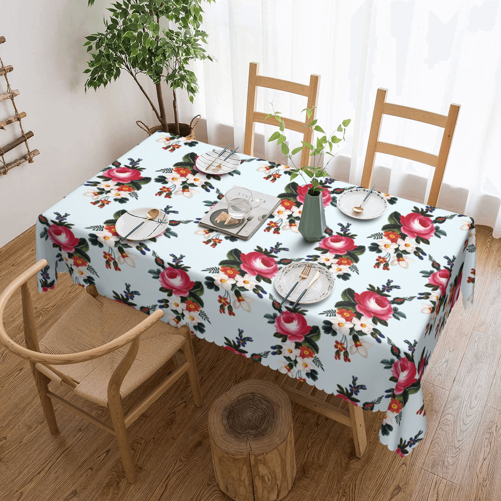 Tablecloth Flowers Wallpaper Watercolor Table Cloth For Rectangle ...