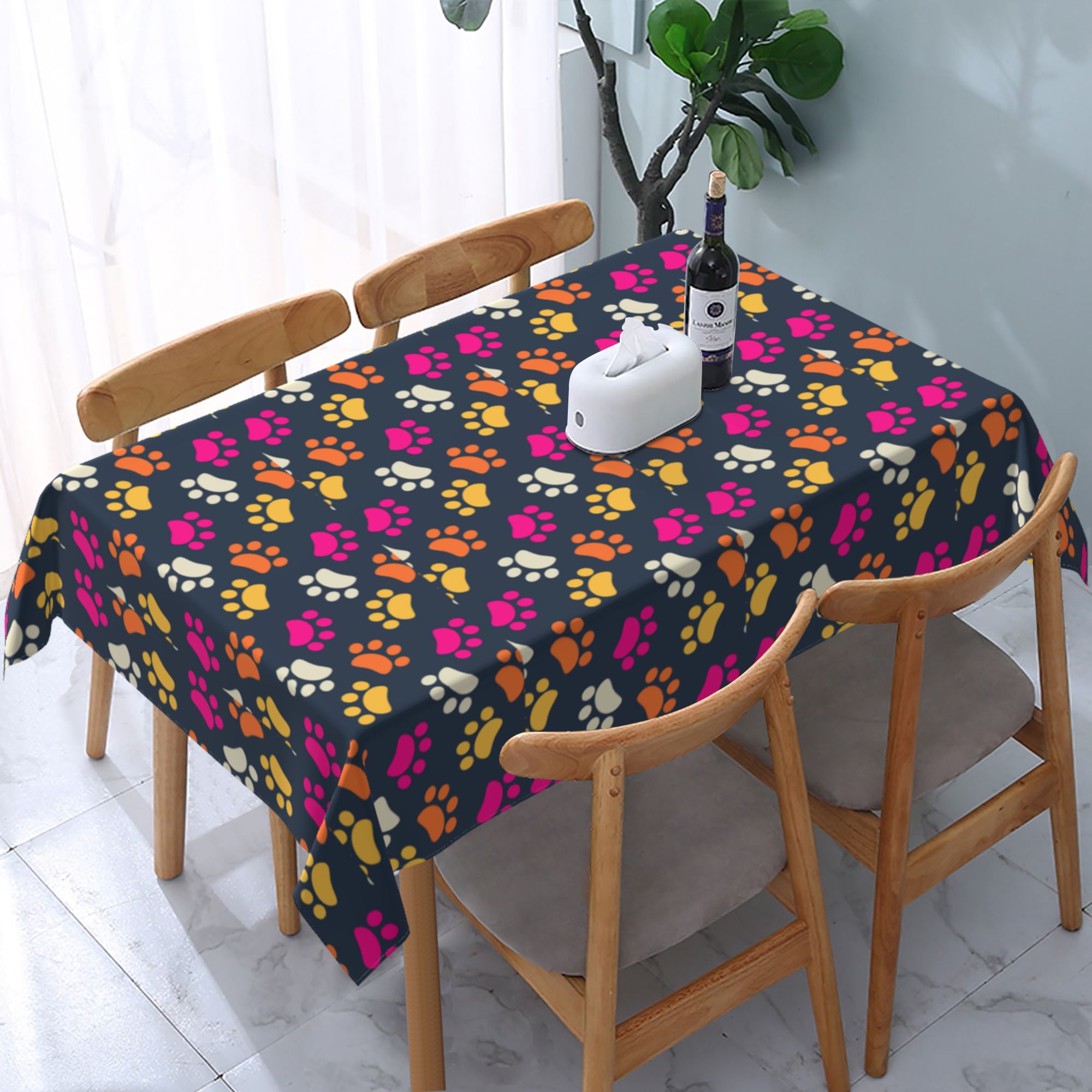 Tablecloth Footprint Animals Background Table Cloth For Rectangle ...