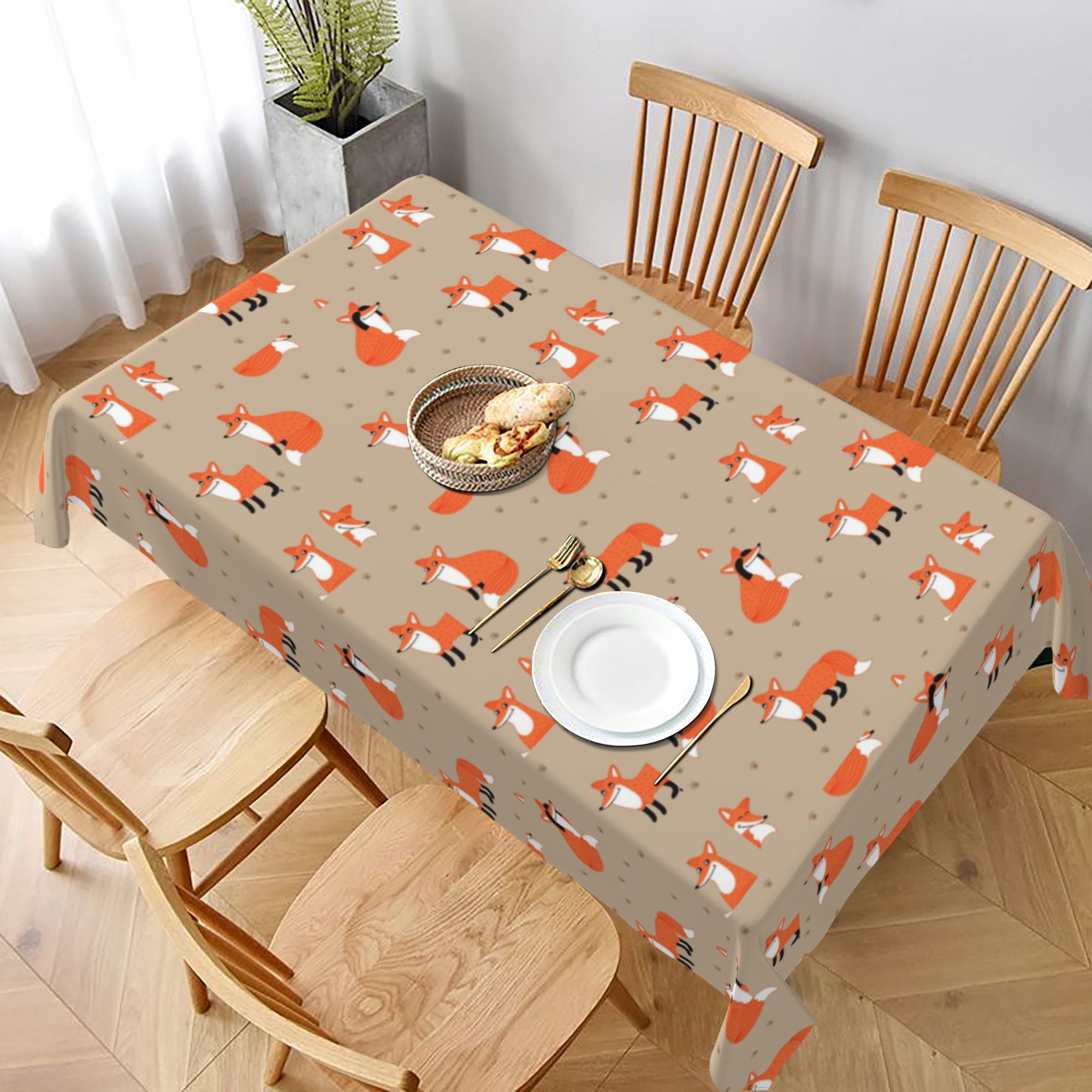 Tablecloth Fox Pattern, Paw Print Table Cloth For Rectangle Tables ...