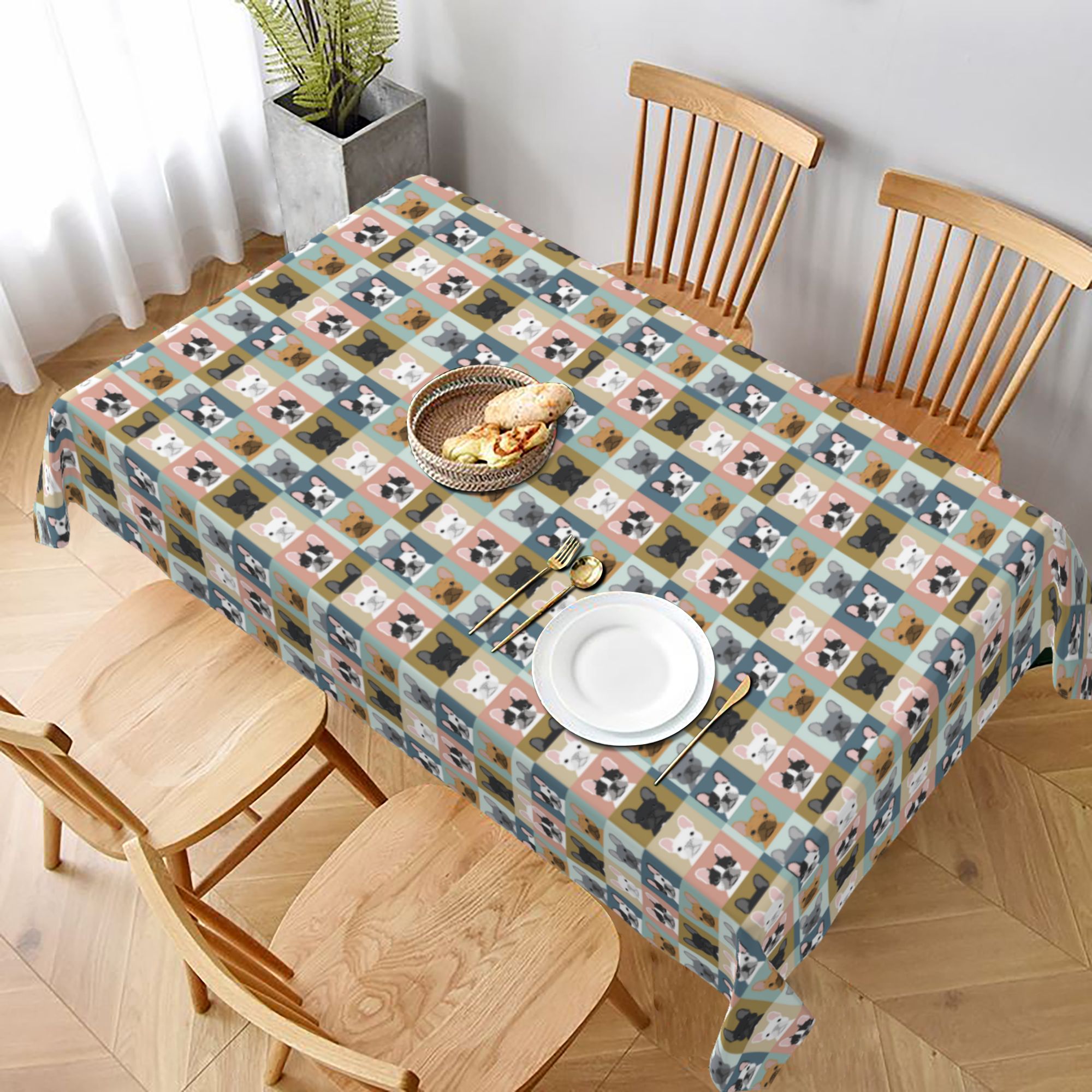 Tablecloth French Bulldog Portraits Table Cloth For Rectangle Tables ...