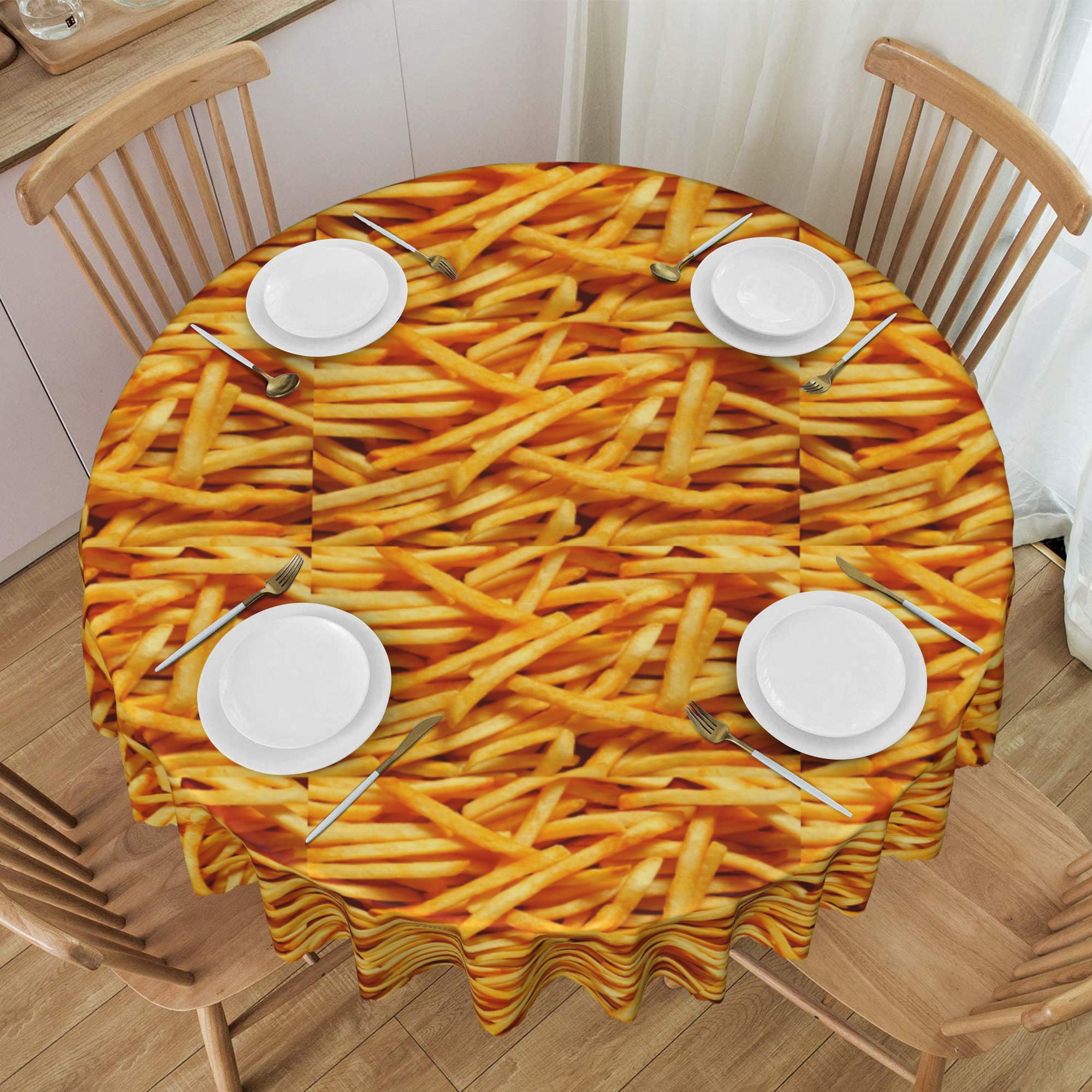Tablecloth French Fries Table Cloth For Circular Tables Waterproof ...