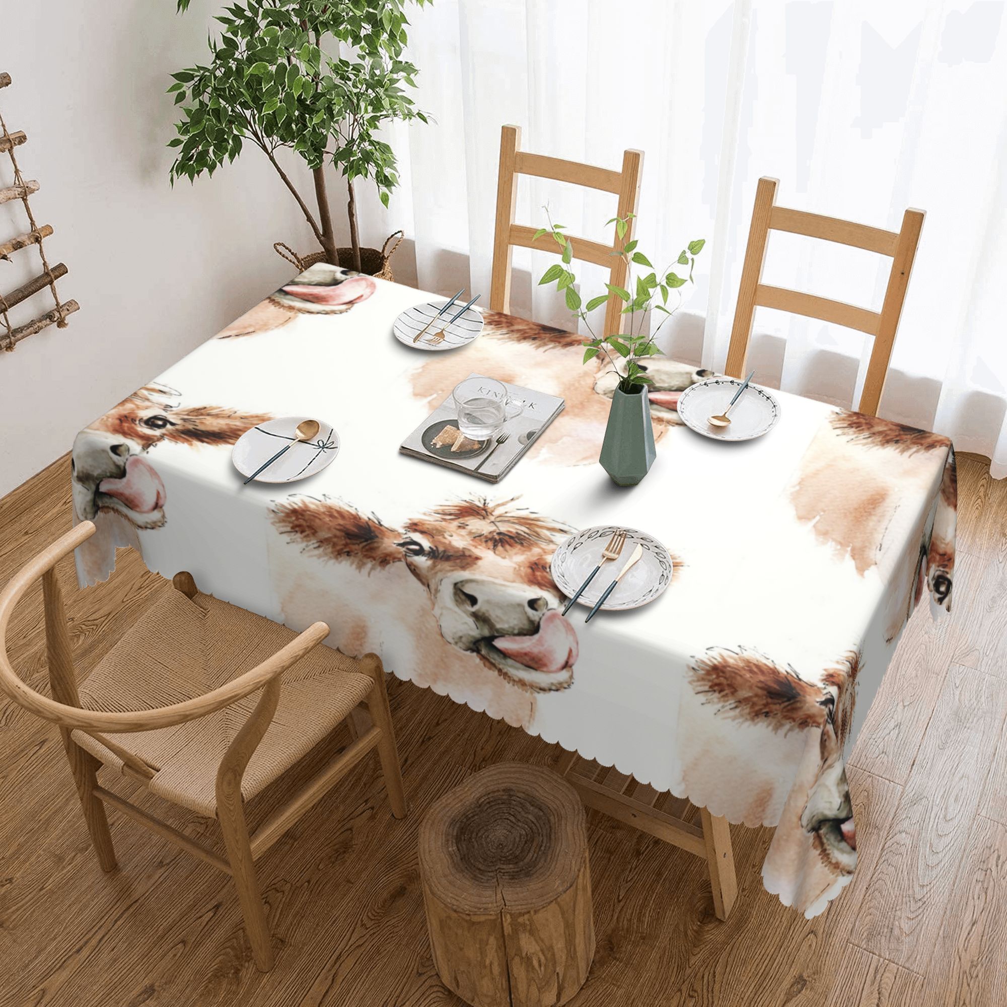 Tablecloth Funky Cow Print Table Cloth For Rectangle Tables Waterproof ...