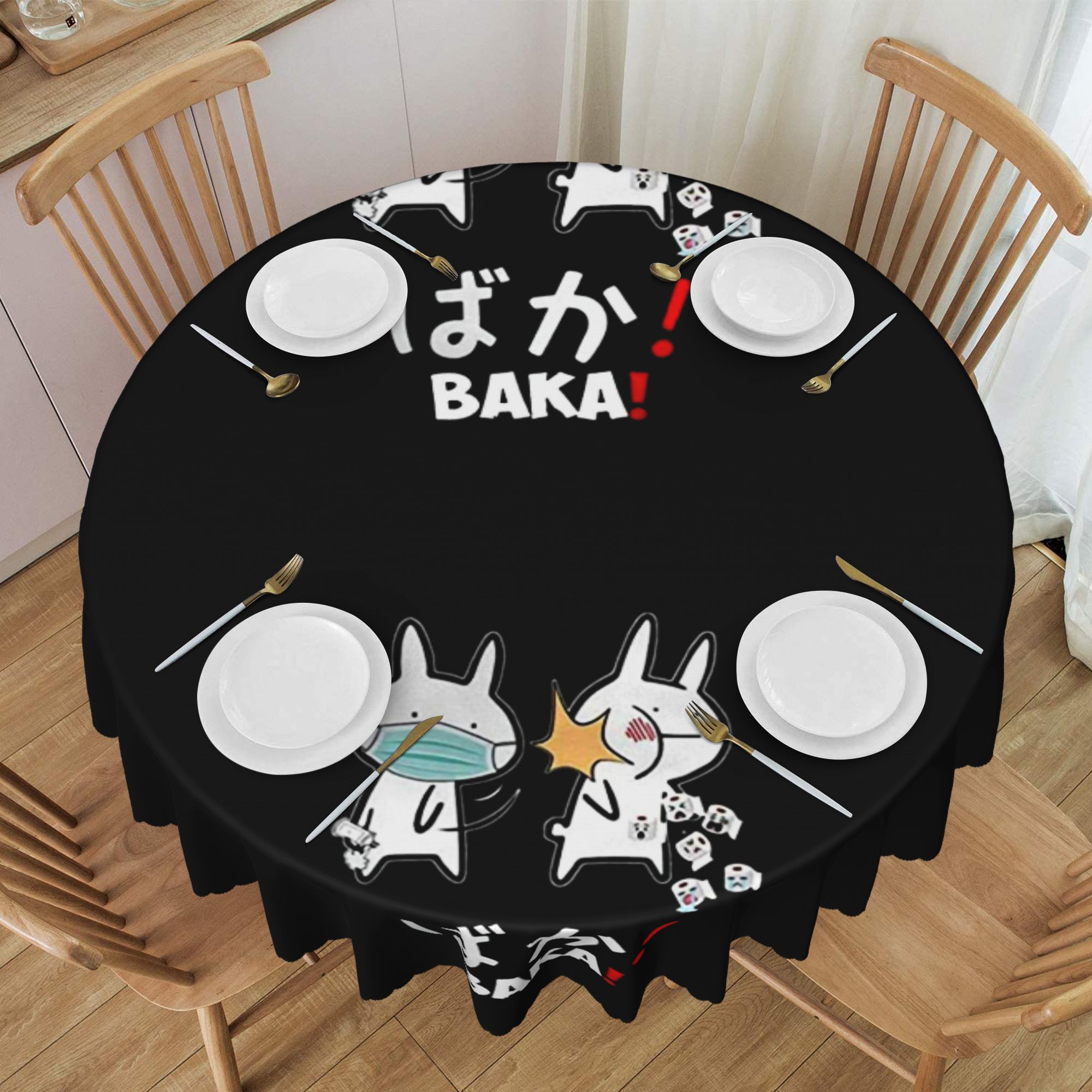 Tablecloth Funny Baka Rabbit Slap Table Cloth For Circular Tables ...