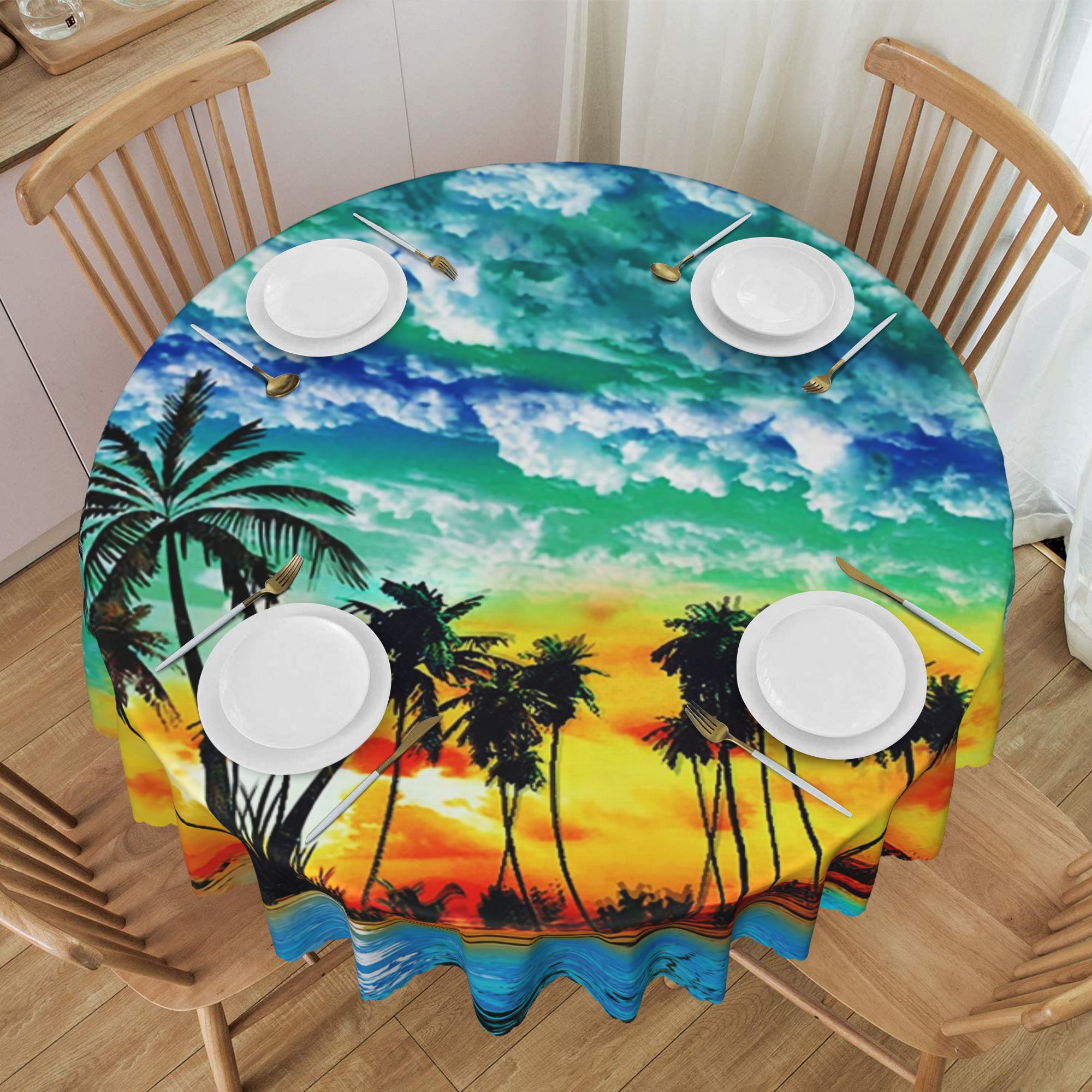 Tablecloth Funny Beach Table Cloth For Circular Tables Waterproof ...