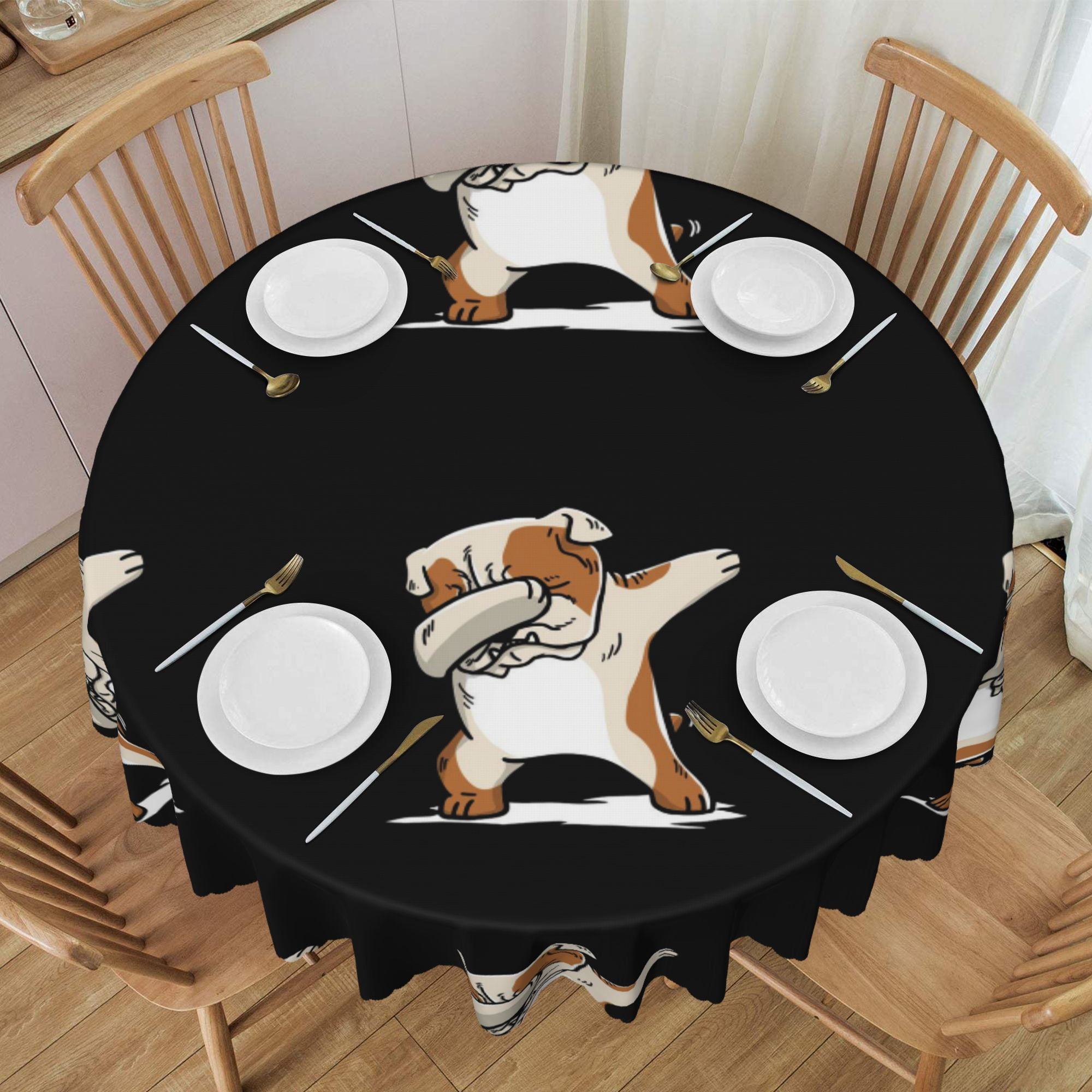Tablecloth Funny English Bulldog Table Cloth For Circular Tables ...