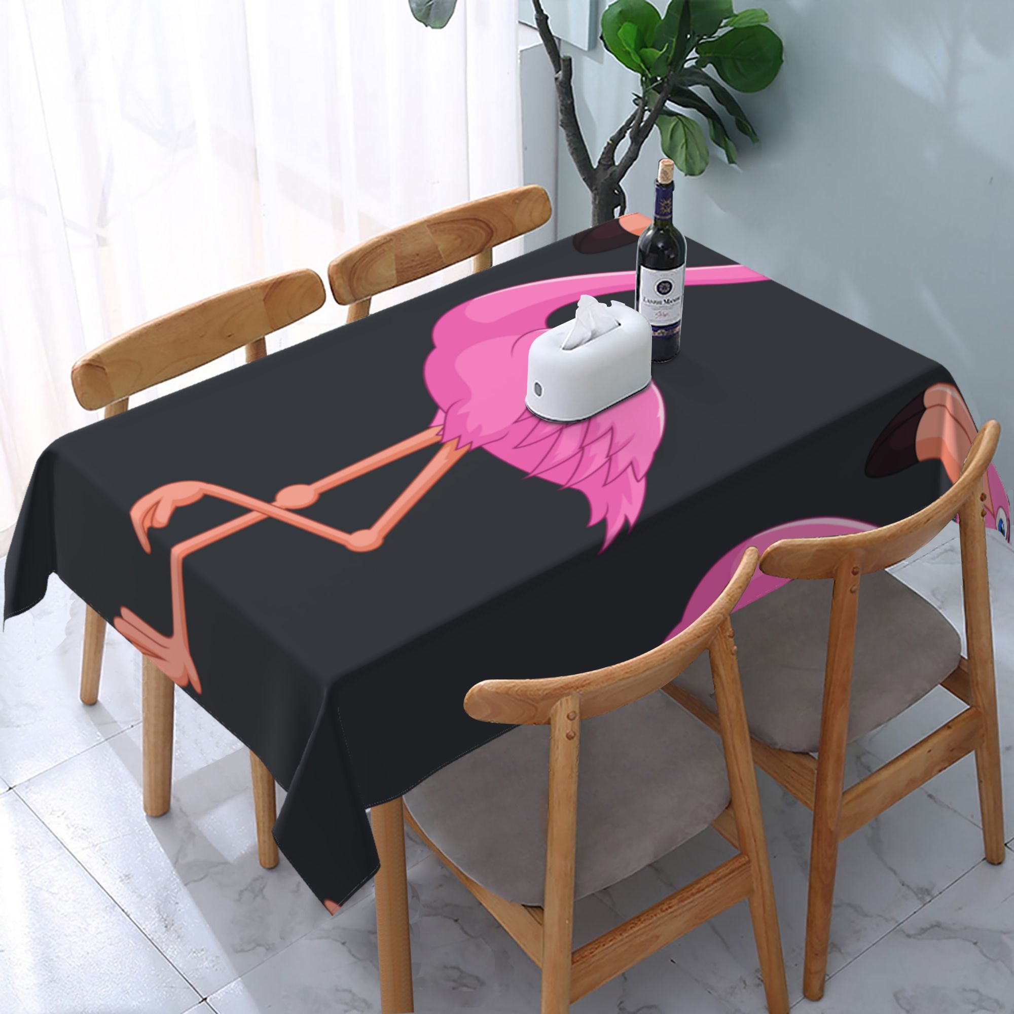 Tablecloth Funny Pink Flamingo Tropical Table Cloth For Rectangle ...