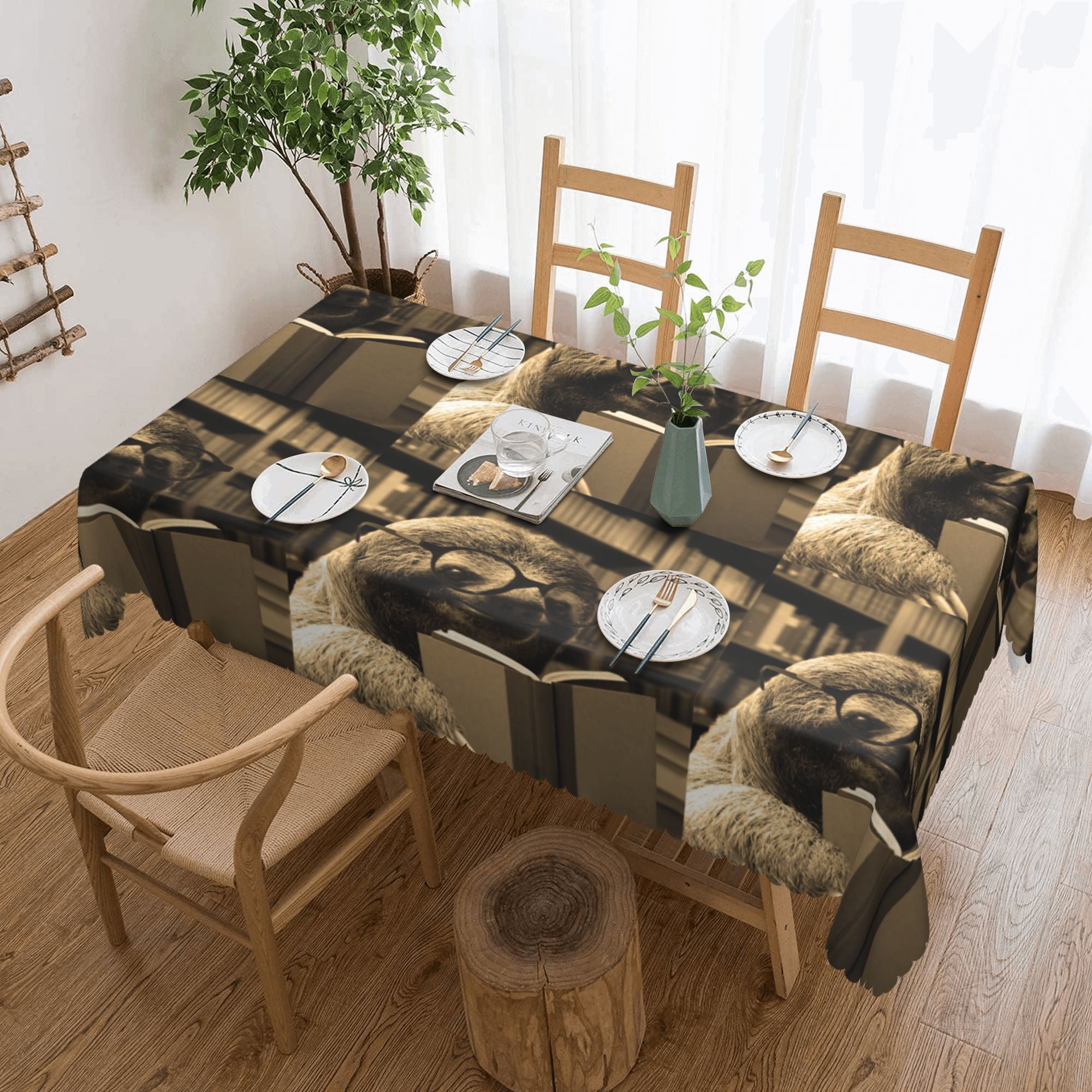 Tablecloth Funny Sloth Table Cloth For Rectangle Tables Waterproof ...