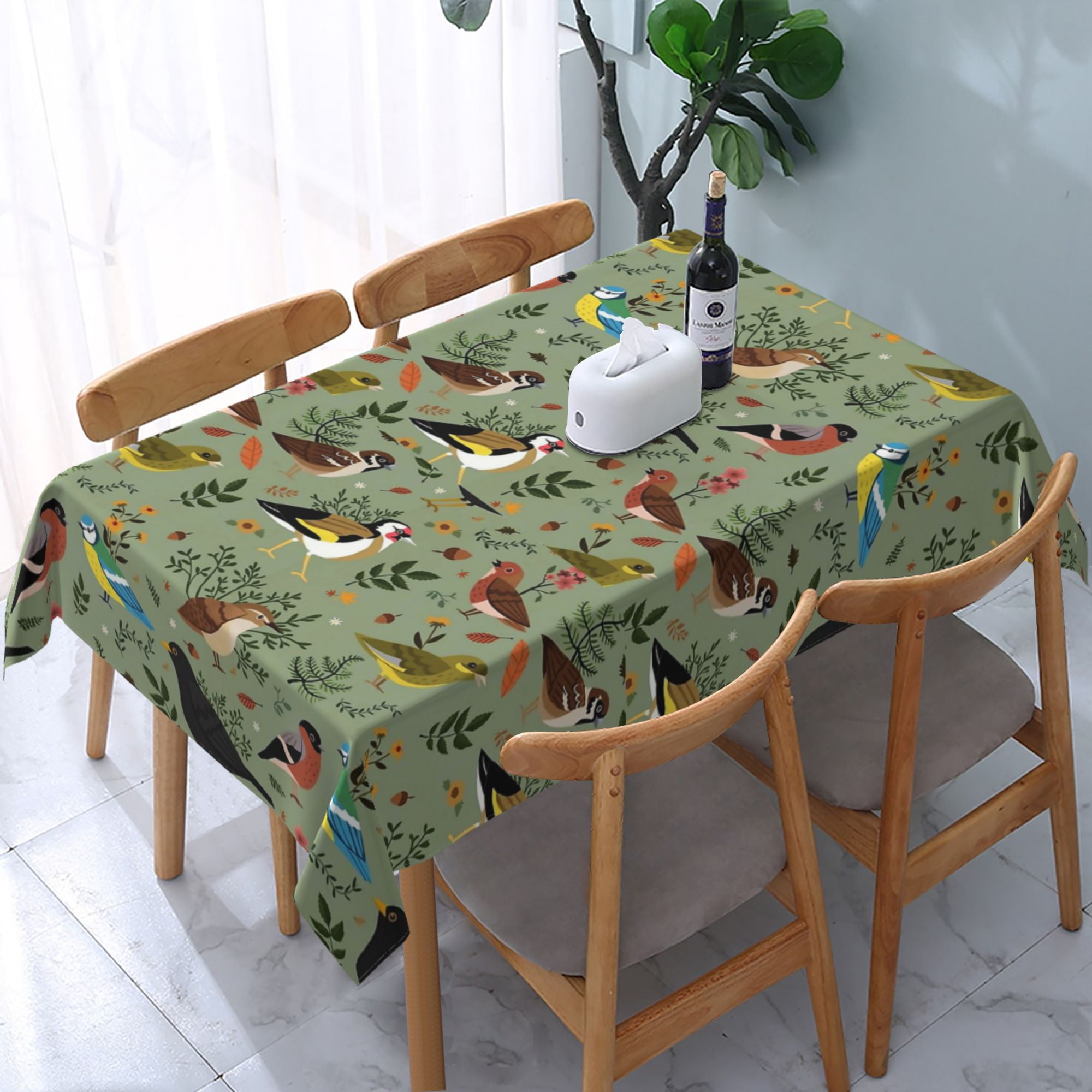 Tablecloth Garden Birds Print Table Cloth For Rectangle Tables ...