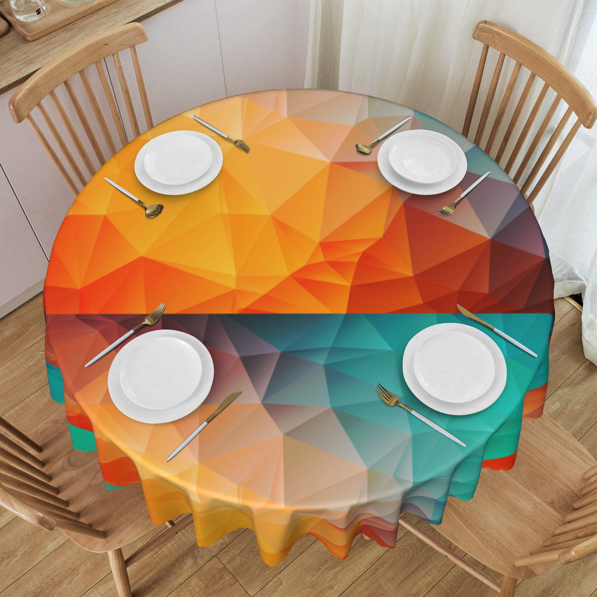 Tablecloth Geometric Polygon Background Table Cloth For Circular Tables ...