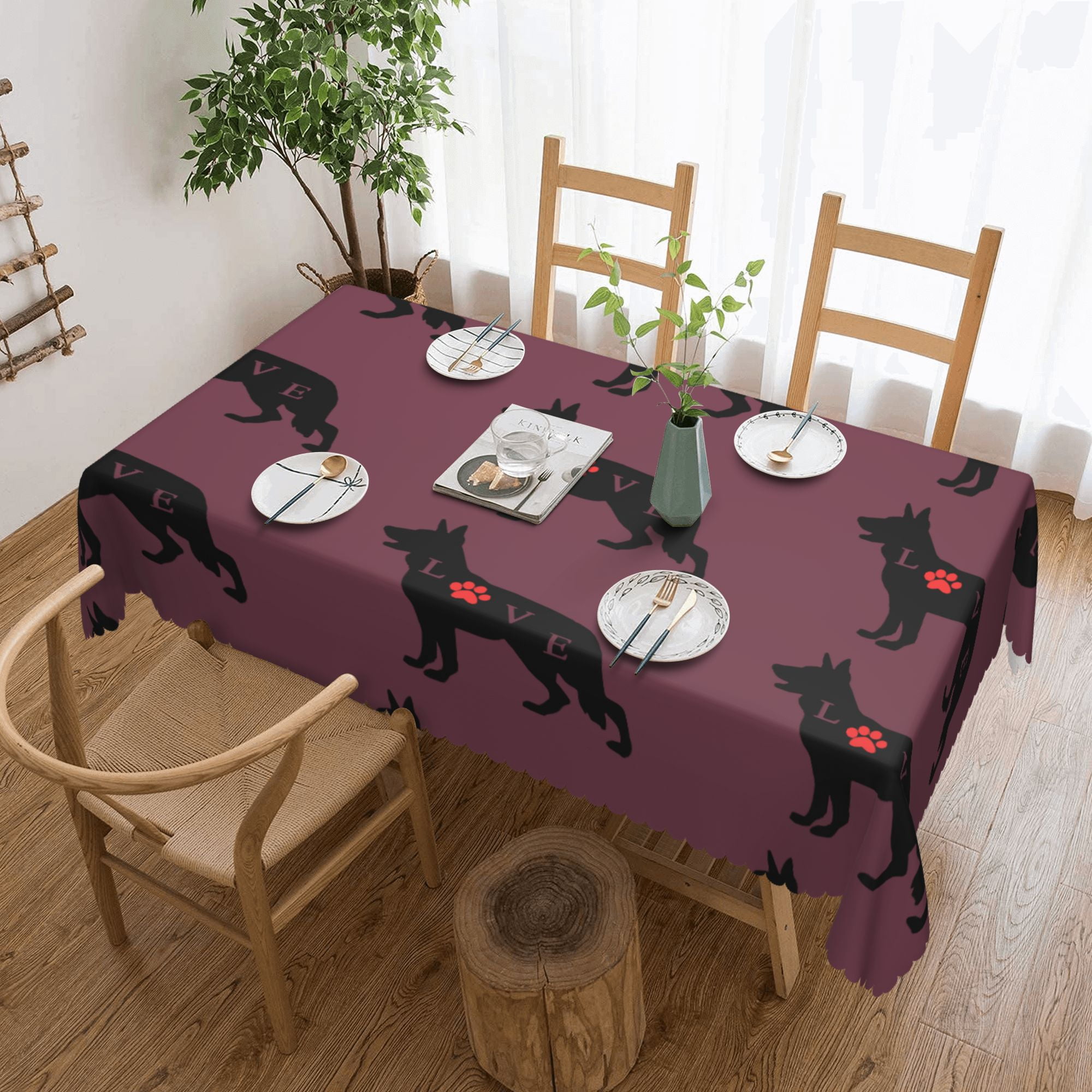Tablecloth German Shepherd Love Dog Paw Table Cloth For Rectangle ...