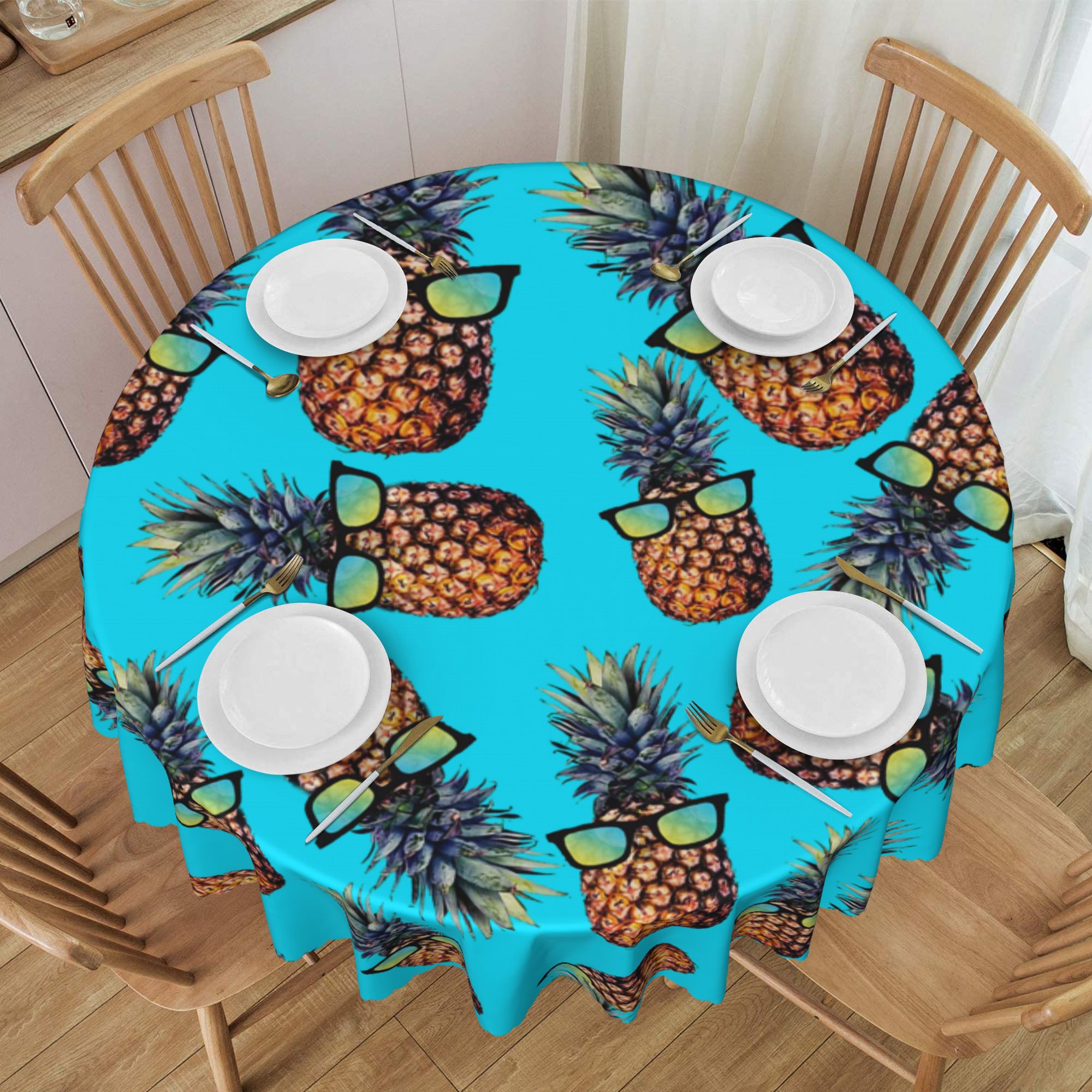 Tablecloth Glasses Pineapple Table Cloth For Circular Tables Waterproof Resistant Picnic Table ...