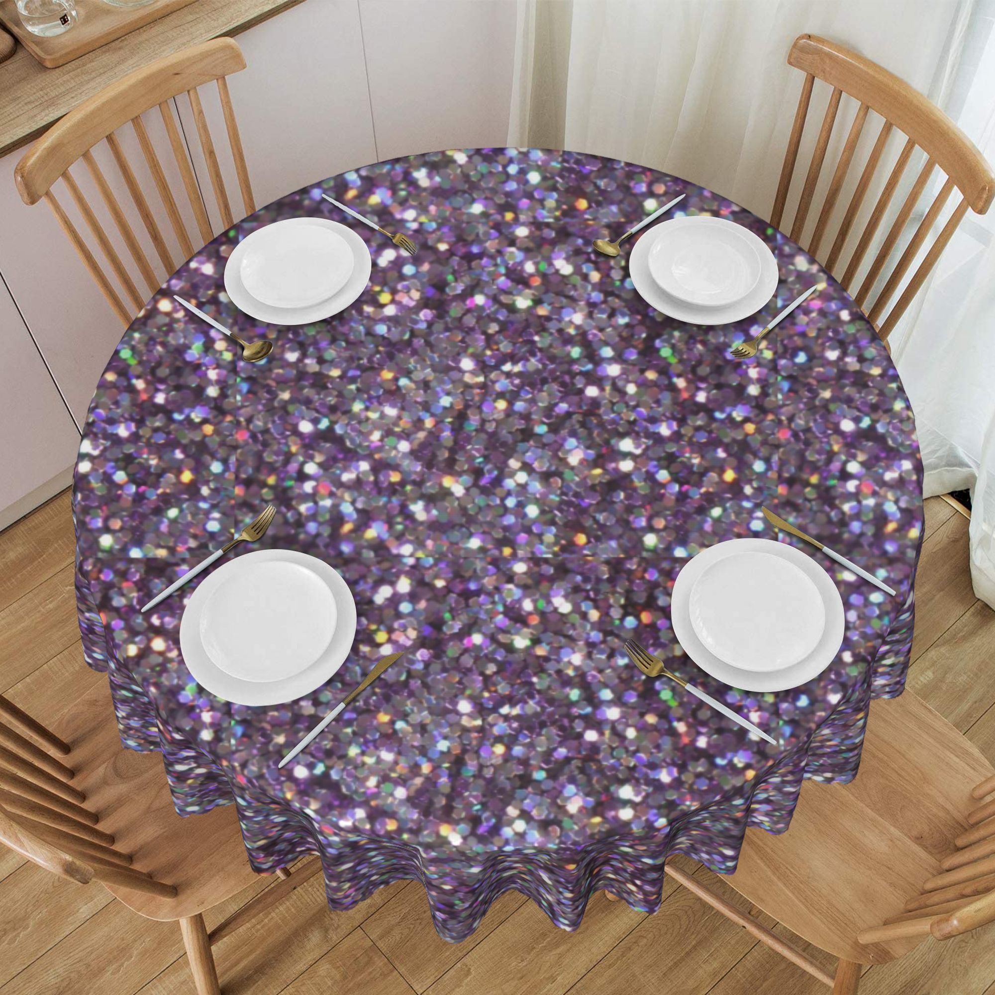 Tablecloth Glitter Sparkles Shimmer Table Cloth For Circular Tables ...
