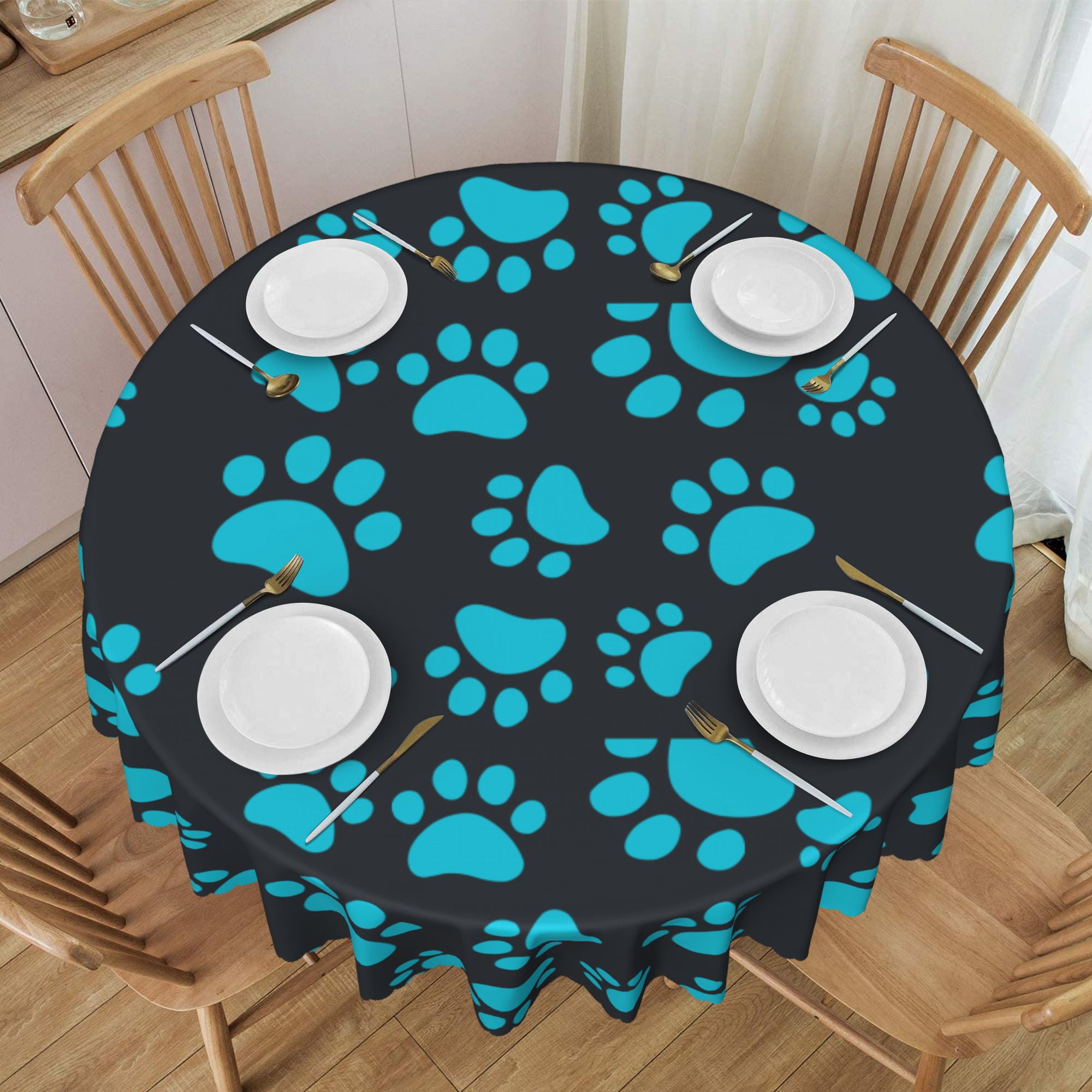 Tablecloth Golden Glitter Dog Paw Table Cloth For Circular Tables ...