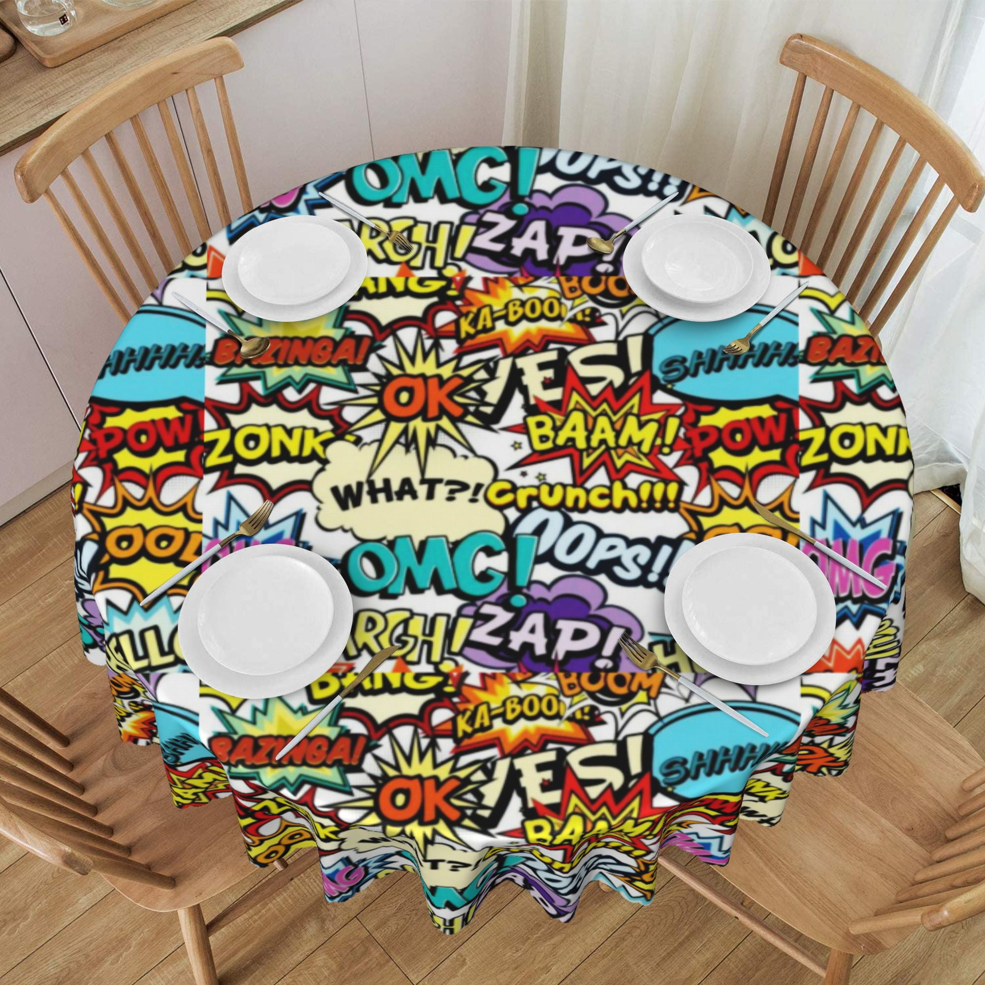 Tablecloth Graffiti Anime Comic Art Table Cloth For Circular Tables ...