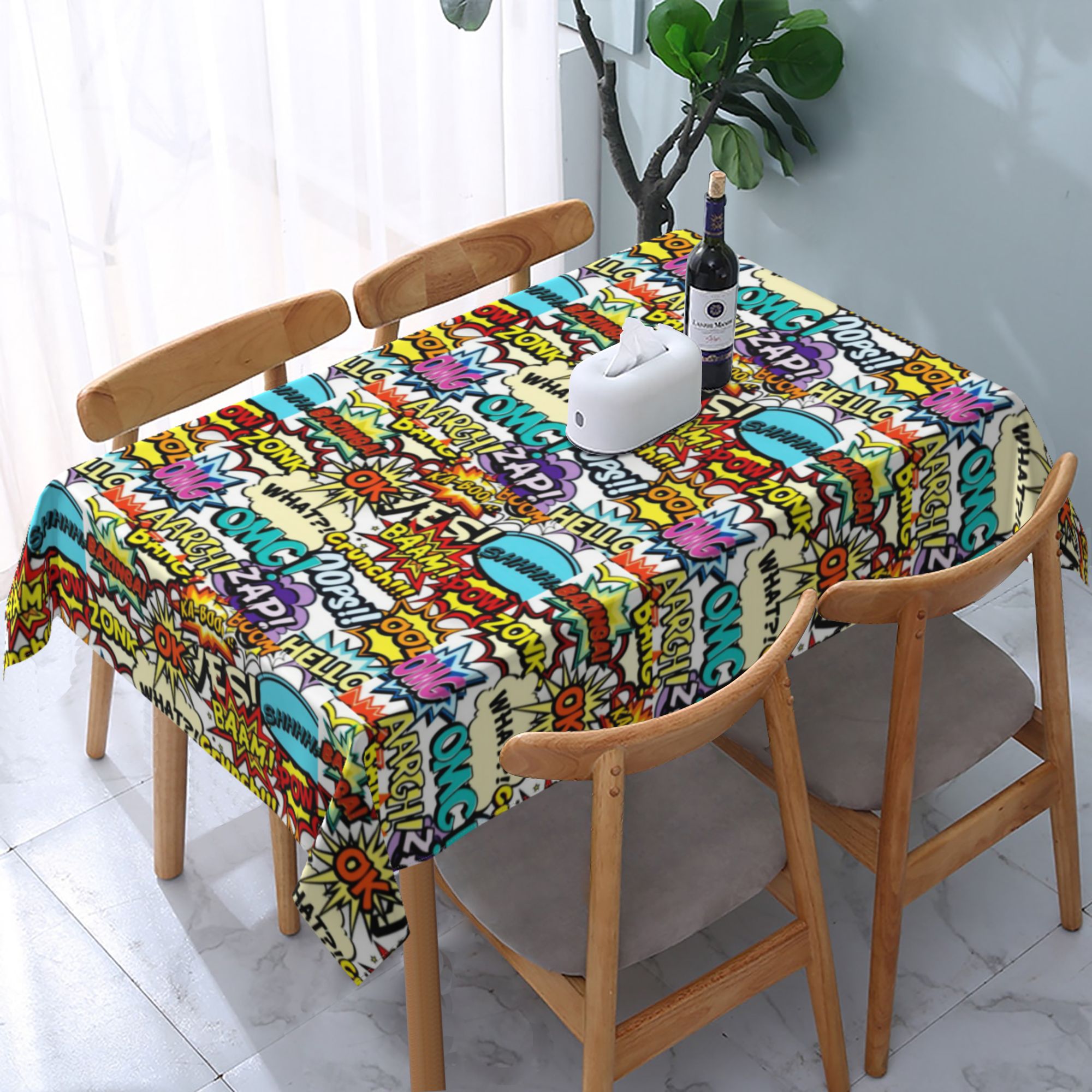 Tablecloth Graffiti Anime Comic Art Table Cloth For Rectangle Tables ...