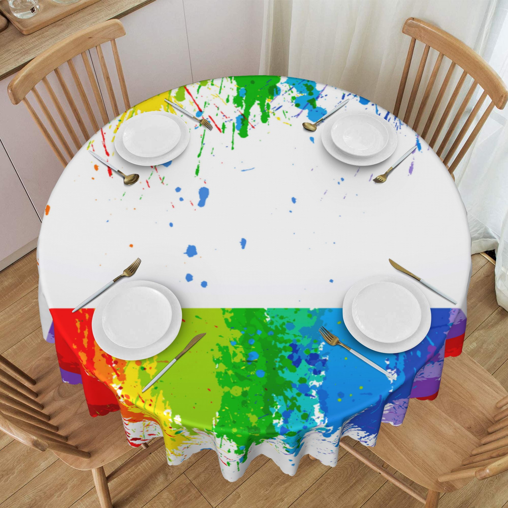 Tablecloth Graphic Rainbow Table Cloth For Circular Tables Waterproof ...