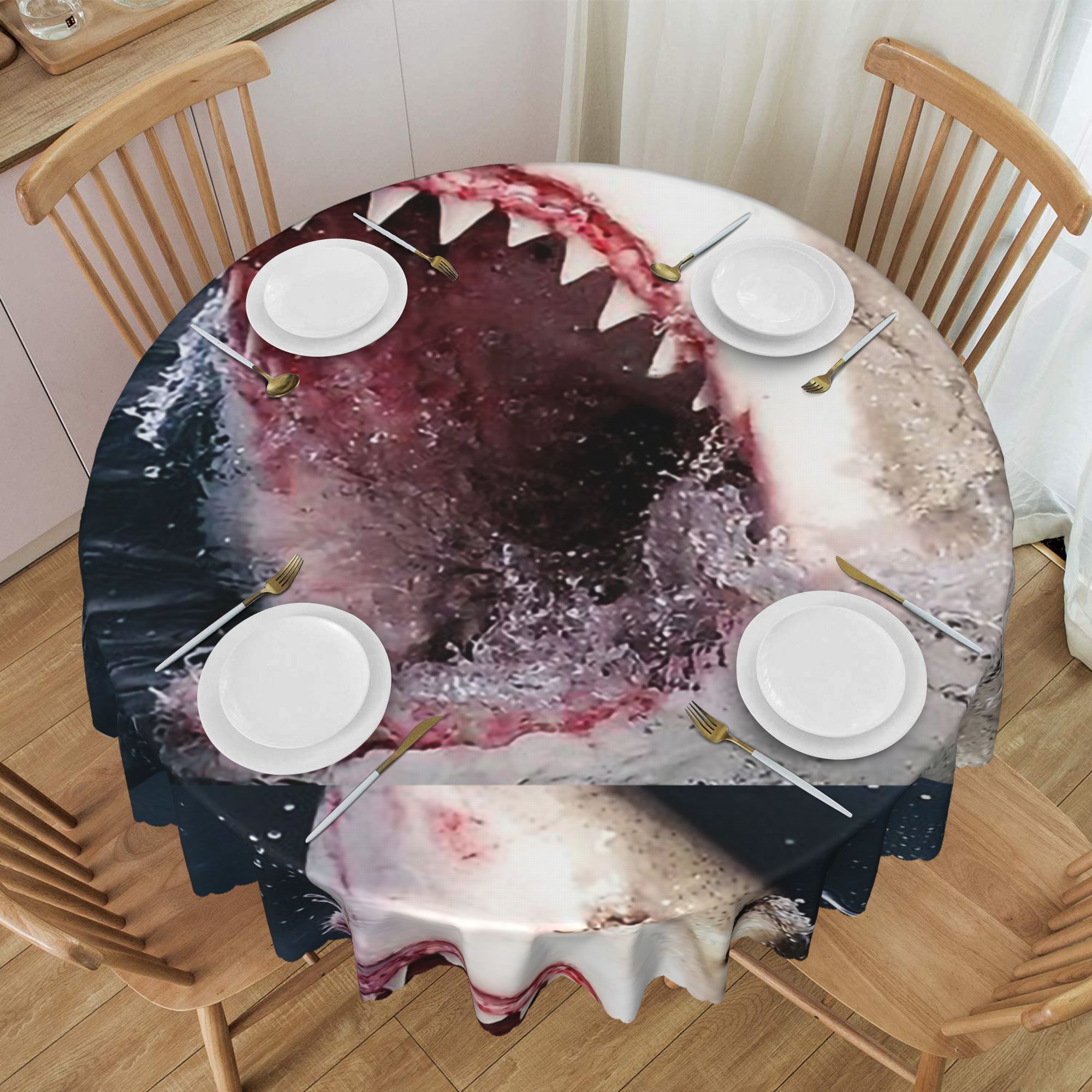 Tablecloth Great White Shark d Shark Table Cloth For Circular Tables ...