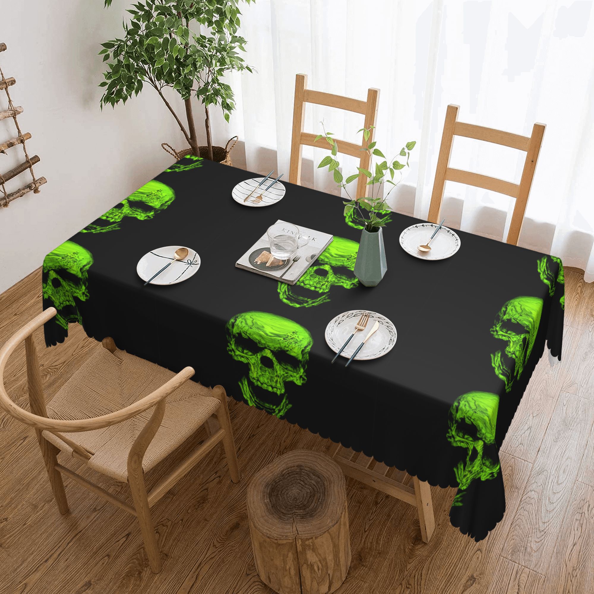 Tablecloth Gree Skull Table Cloth For Rectangle Tables Waterproof ...