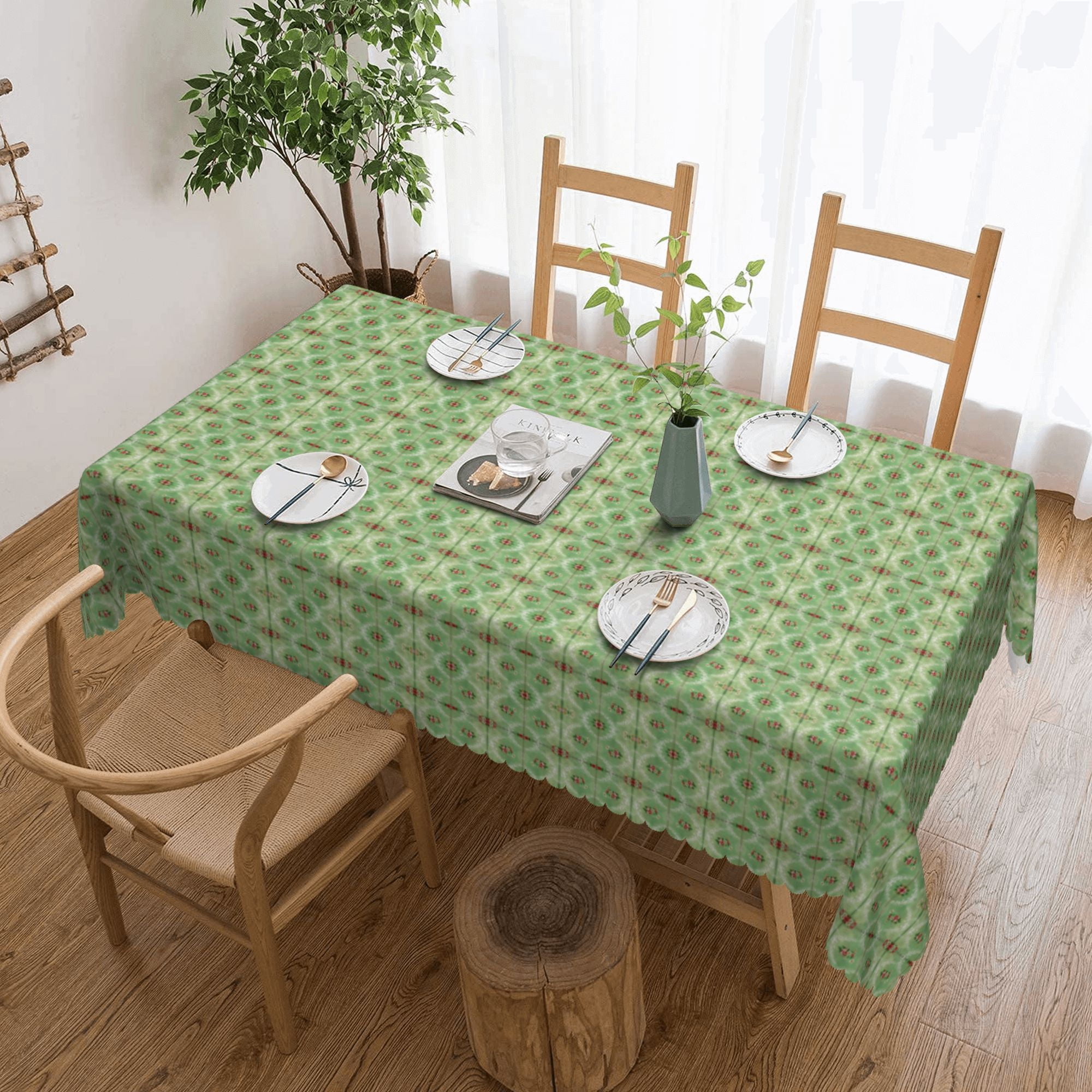 Tablecloth Green Vintage Floral Wallpaper Table Cloth For Rectangle ...