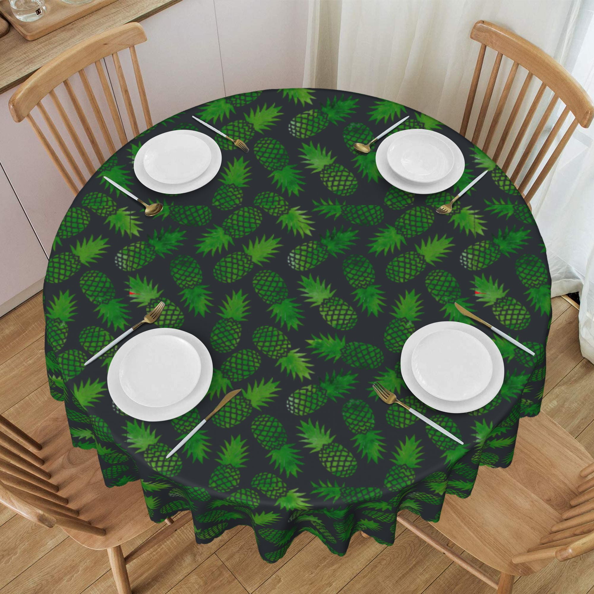 Tablecloth Green Watercolor Pineapple Table Cloth For Circular Tables ...
