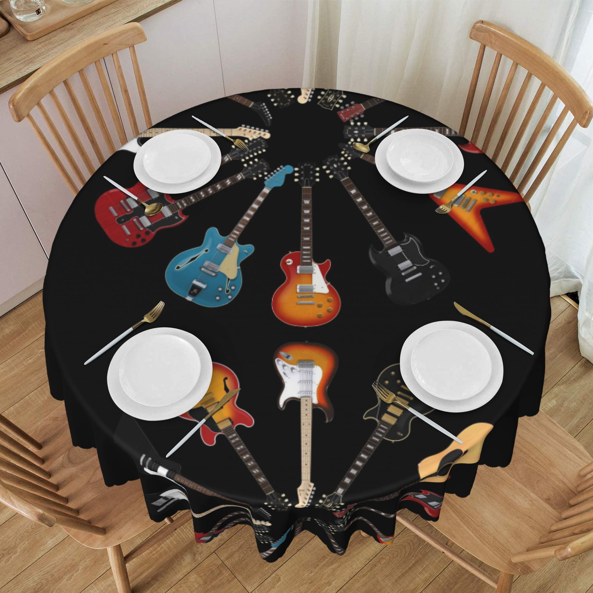 Tablecloth Guitar Circle Dya Table Cloth For Circular Tables Waterproof ...