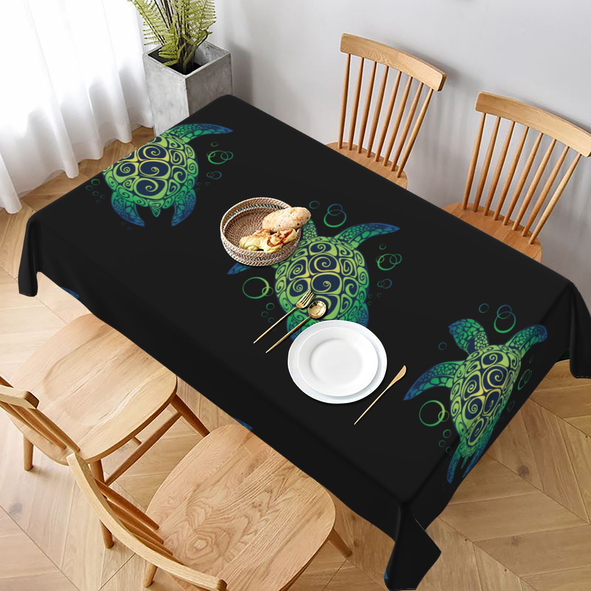 Tablecloth Hand Drawing Turtle Table Cloth For Rectangle Tables ...